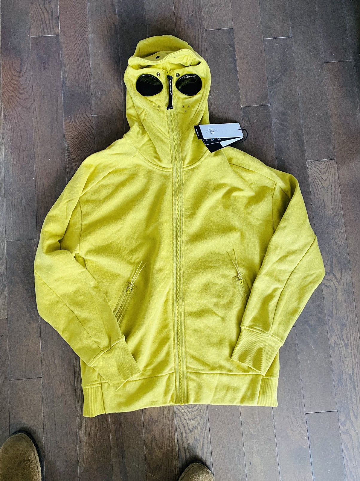 C.P. Company Green C.P. Company diagonal raised fleece goggle zip hoodie Grailed