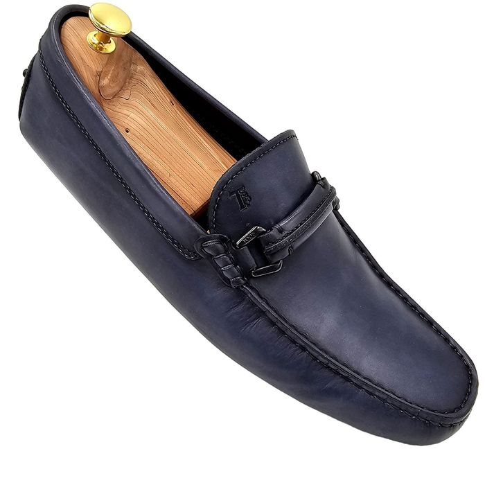 Tod's Tod’s Todd Italy Men 9 Burnished Navy Blue Dress Shoes Drive ...