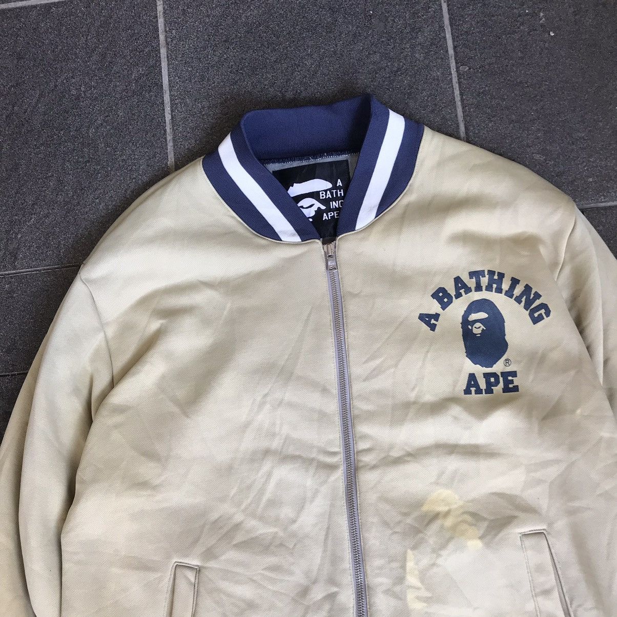 Bape (RARE) 1990's Bape Logo College Varsity Jacket | Grailed