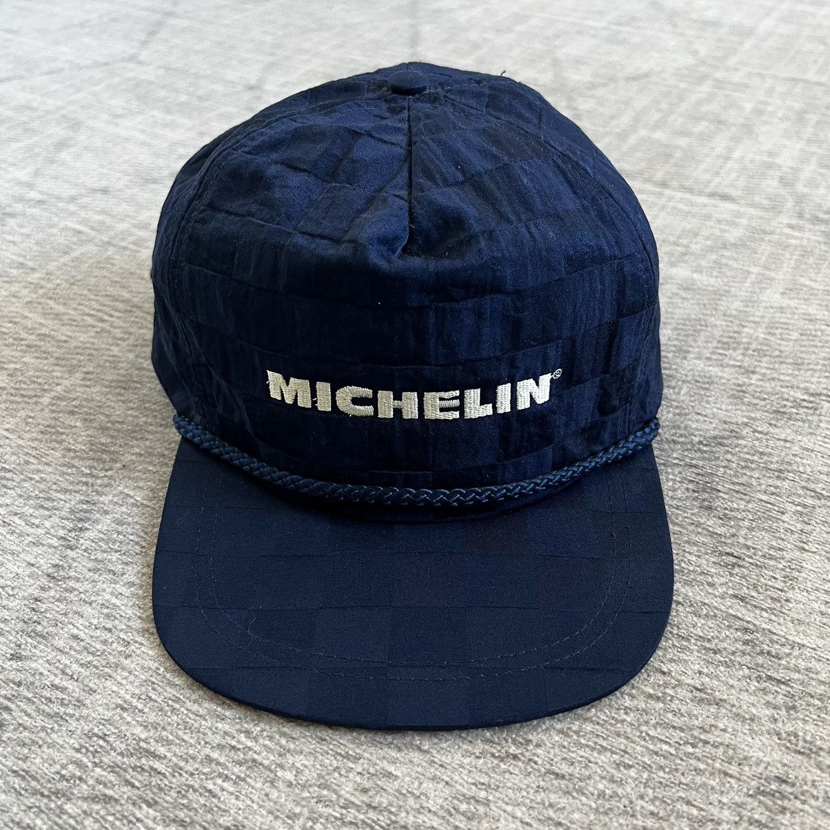 Vintage Vintage 1990s Michelin Tires Blue Checkered Trucker Hat | Grailed