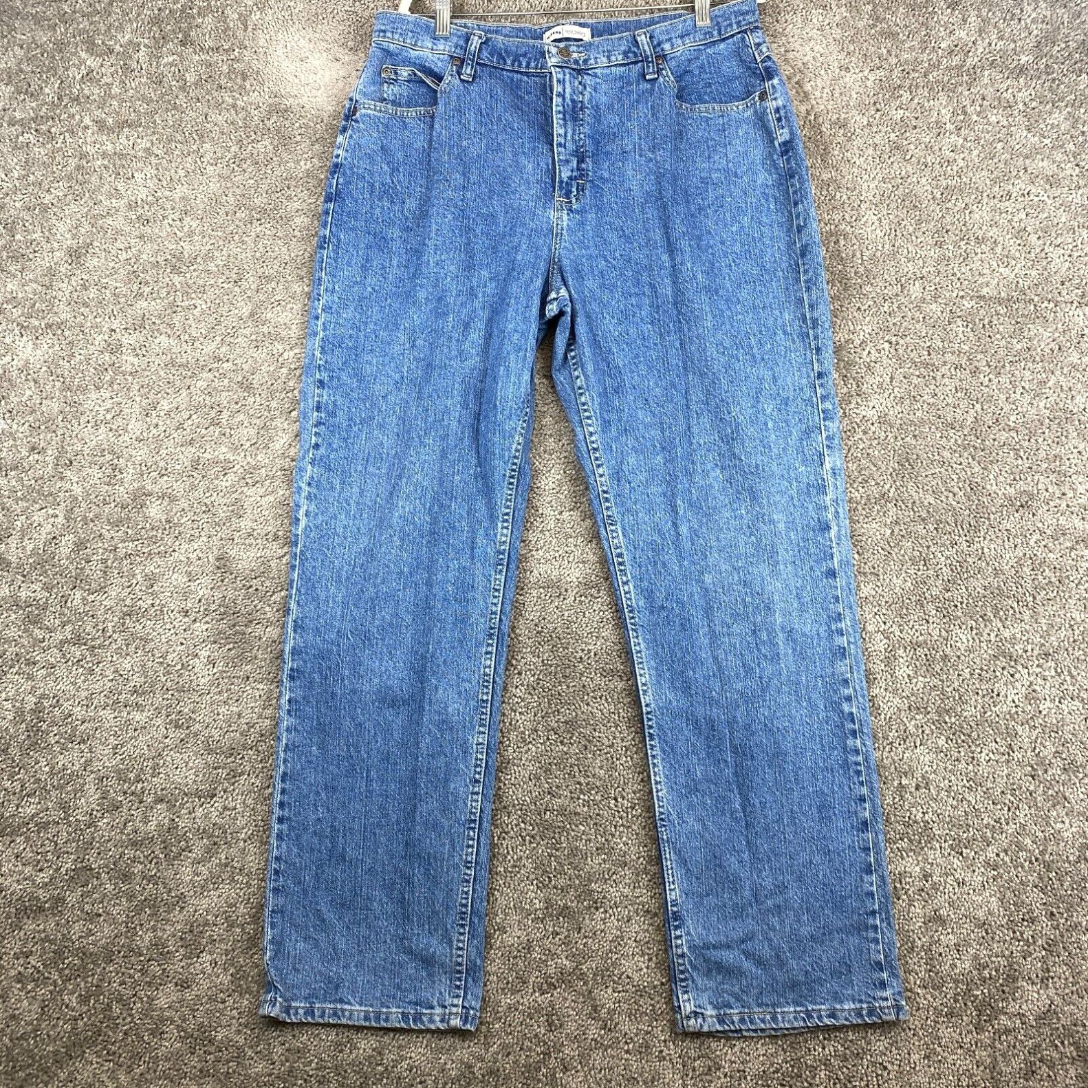 HIGH Riders Relaxed Straight Jeans Women's 16 Medium Blue Stone Wash ...