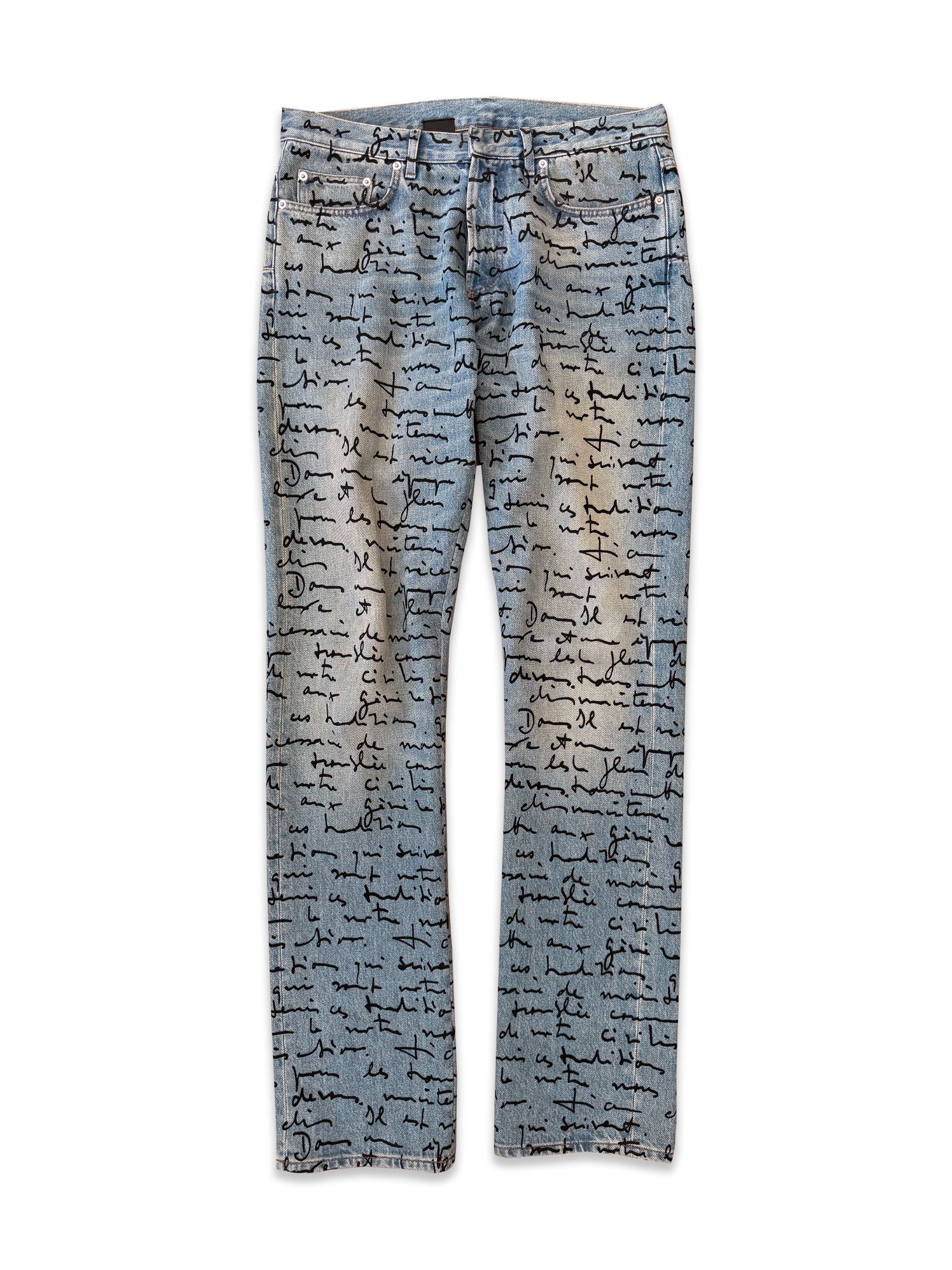 Dior SS15 Handwritten Script Scribble Letter Denim | Grailed