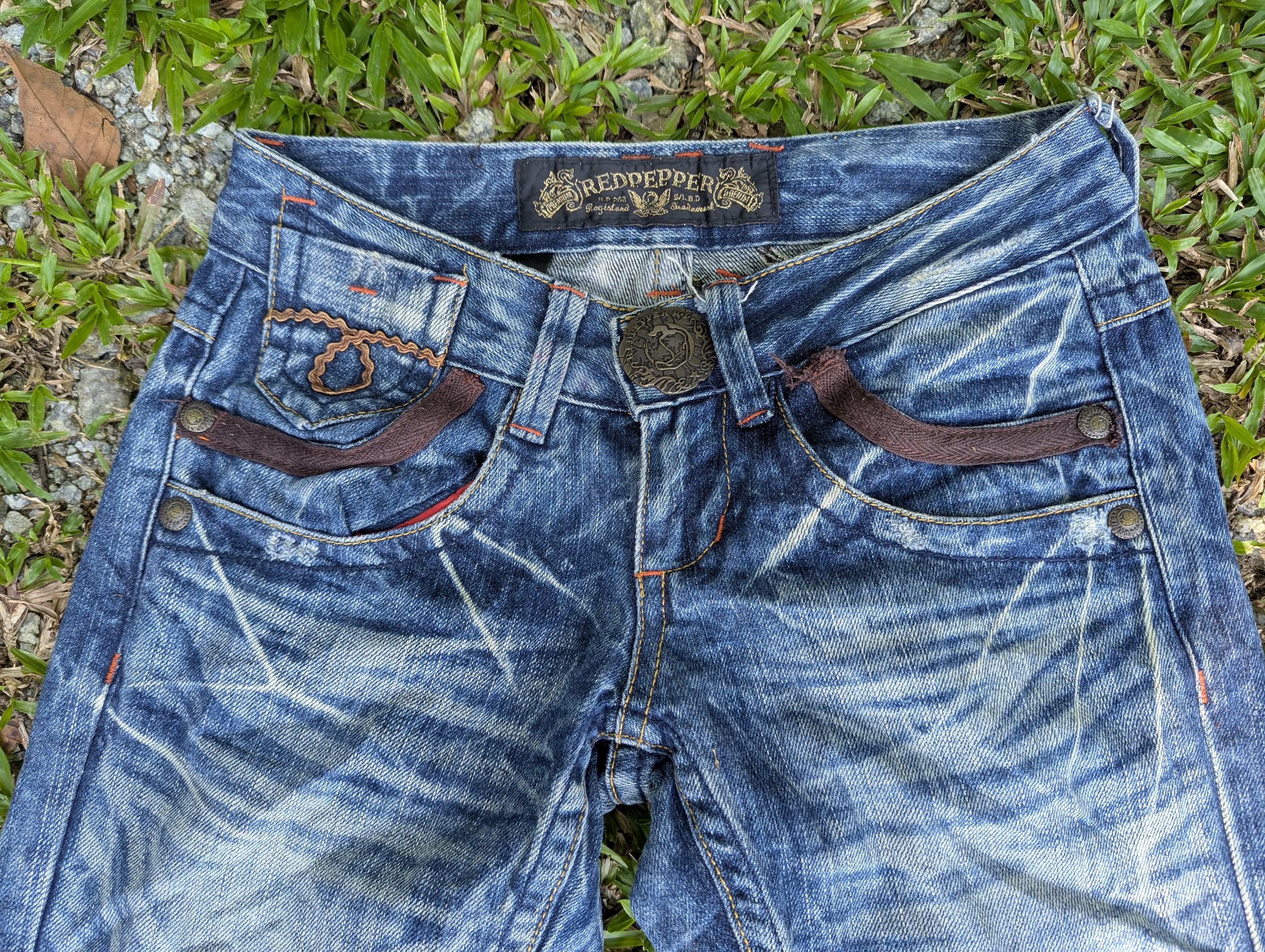 Hysteric Glamour FLARE Red Pepper Jeans Ribbon Embroidery Punk Design ...