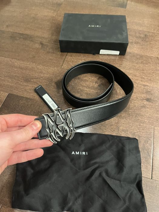 Amiri Black AMIRI Logo Leather Belt | Grailed