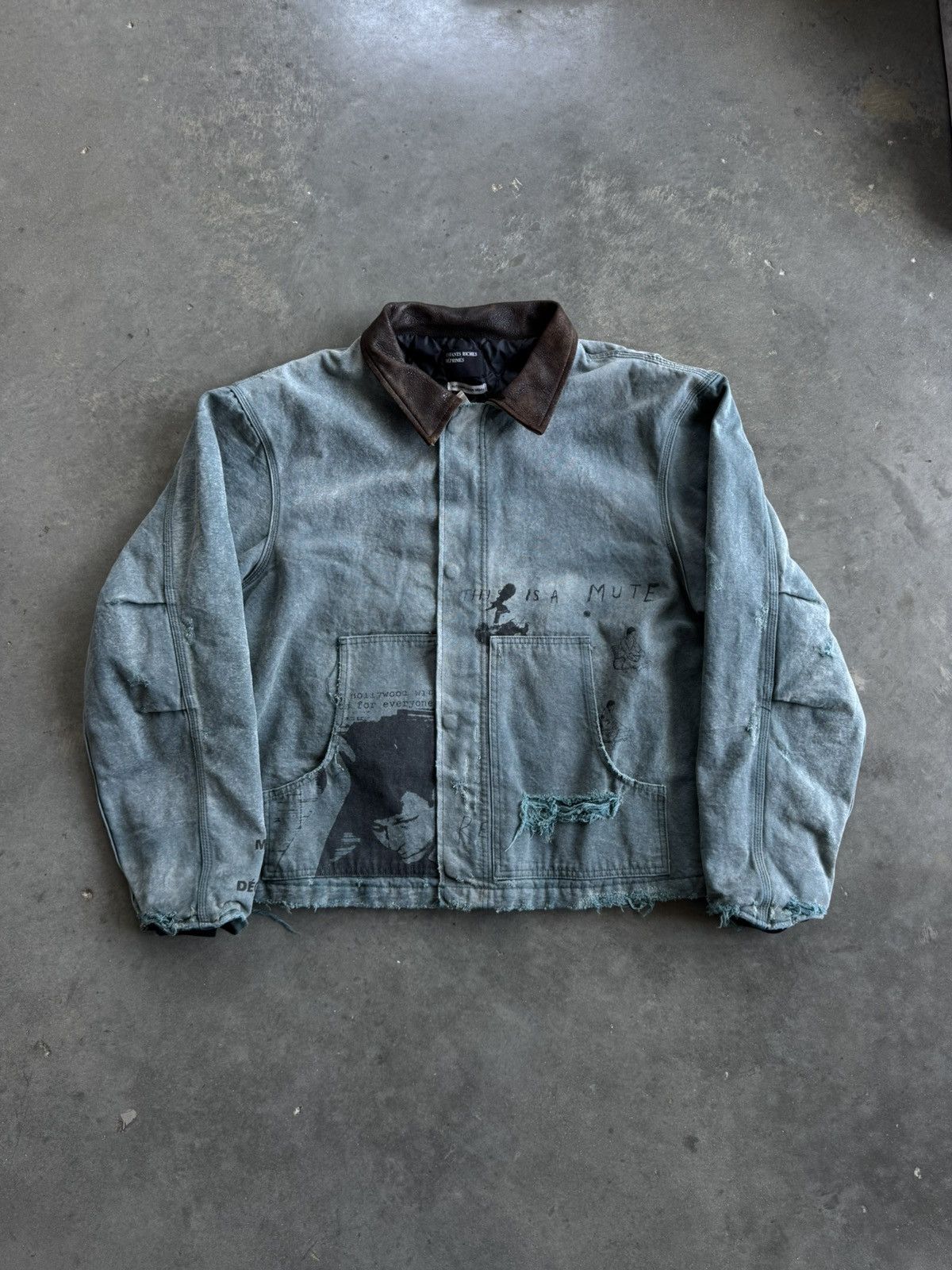 Enfants Riches Deprimes ERD Work Jacket Leather Collar Quilted Interior ...