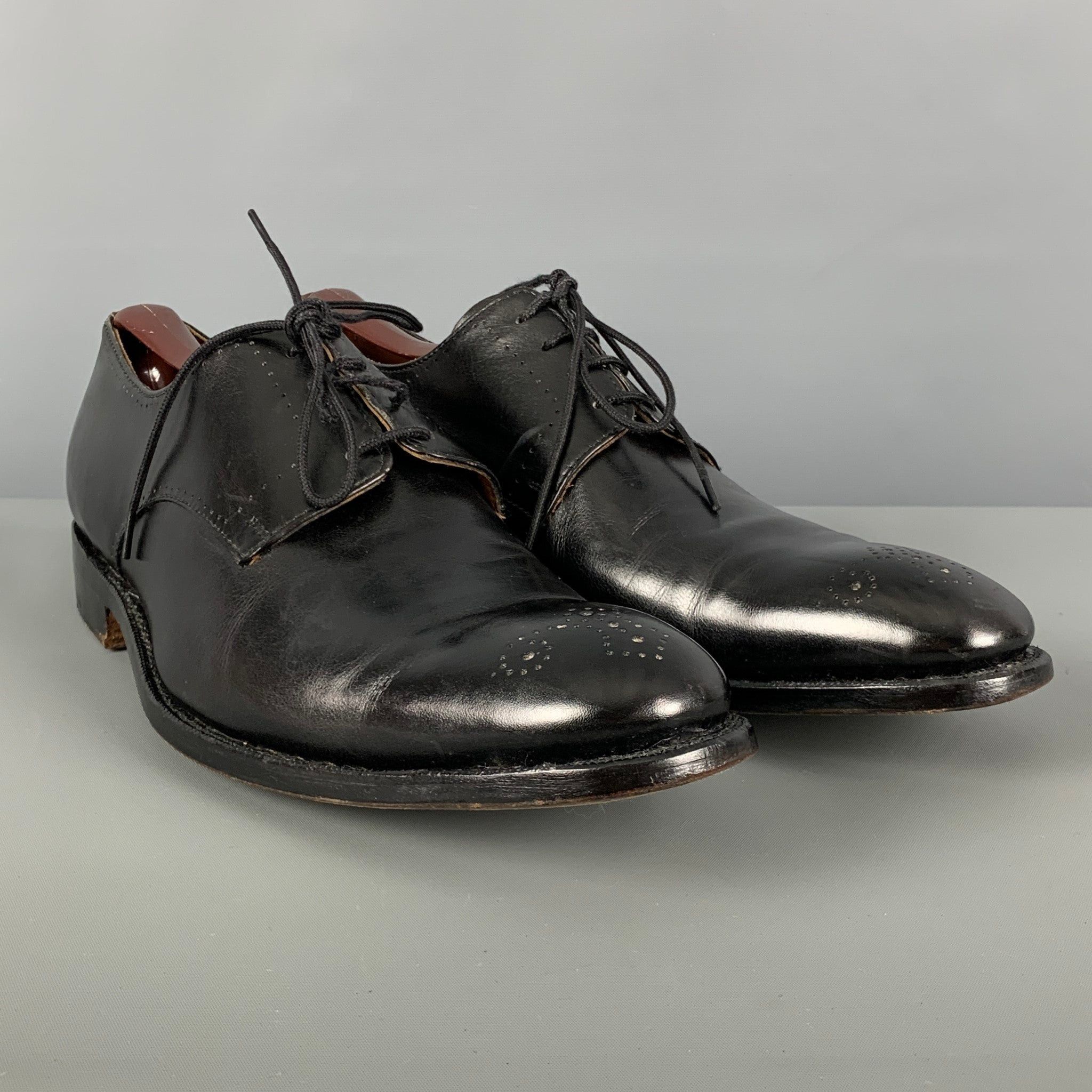 Grenson Black Perforated Leather Lace Up Shoes | Grailed