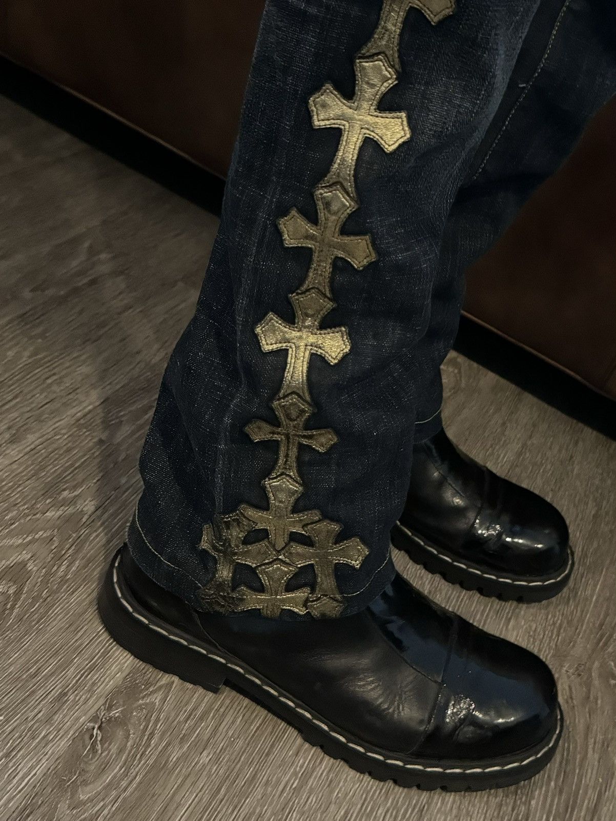 Chrome Hearts Chrome Hearts Notify Custom Gold Leather Cross Patch ...