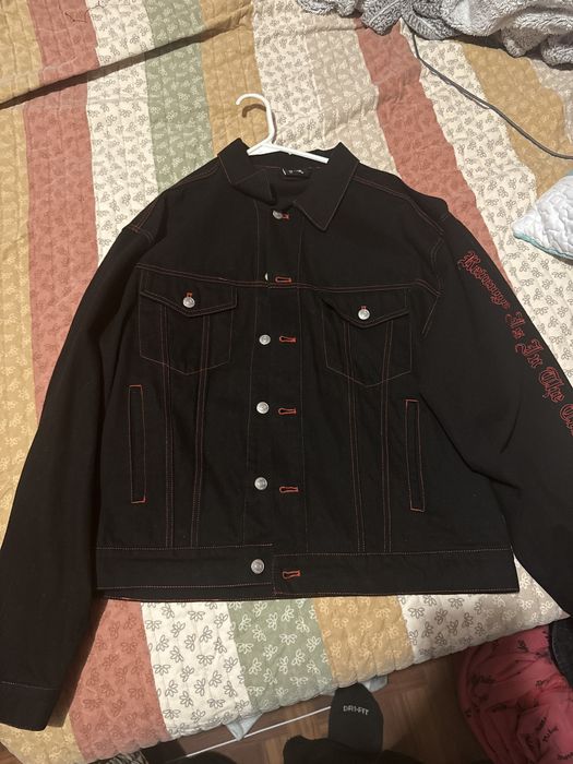 Revenge Revenge Contrast Stitch Red Denim Jacket | Grailed