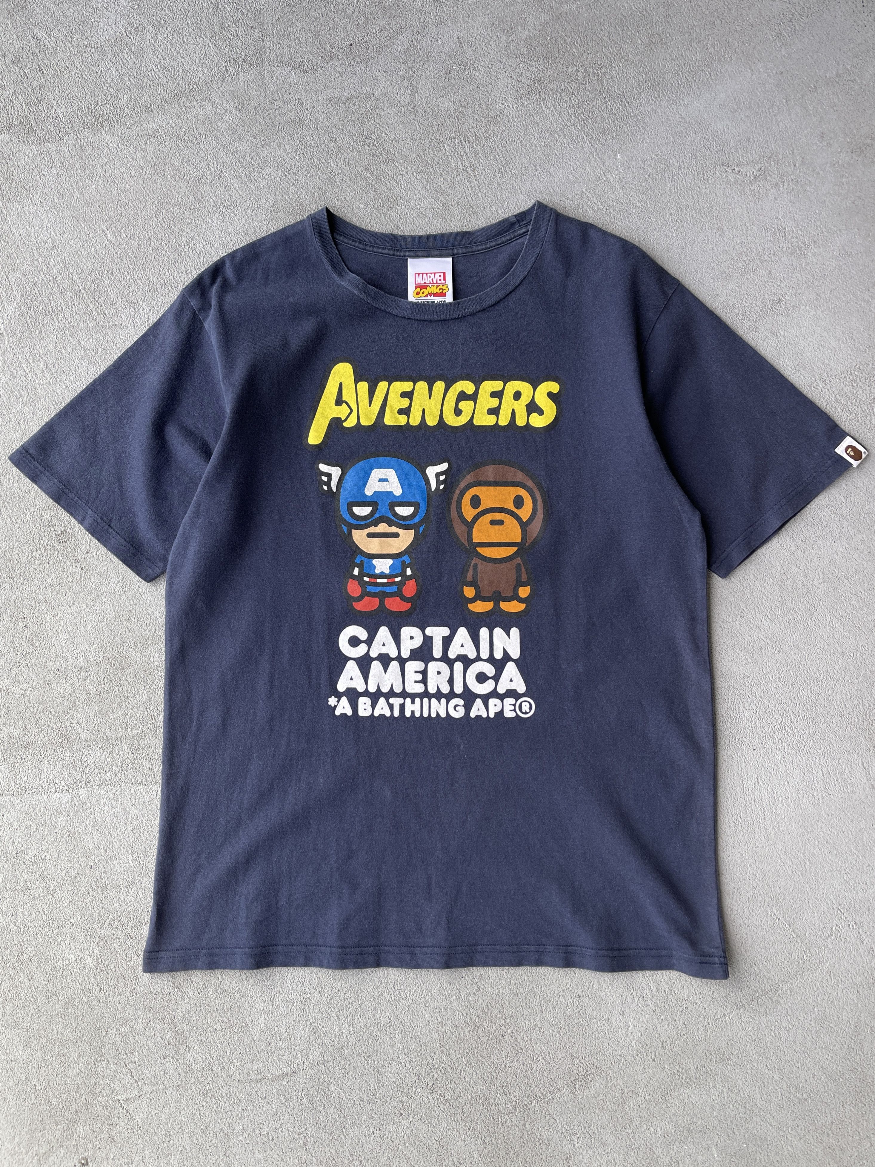 Bape × Marvel Comics Bape Baby Milo & Captain America Friends Tee | Grailed