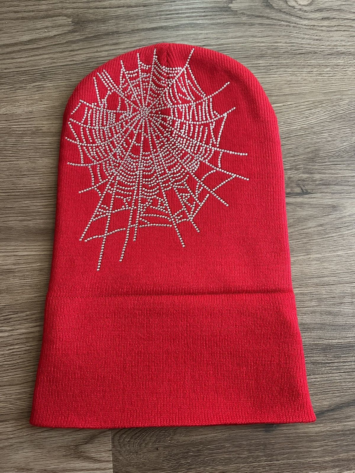 Spider Worldwide Sp5der Web Rhinestone Beanie Red | Grailed