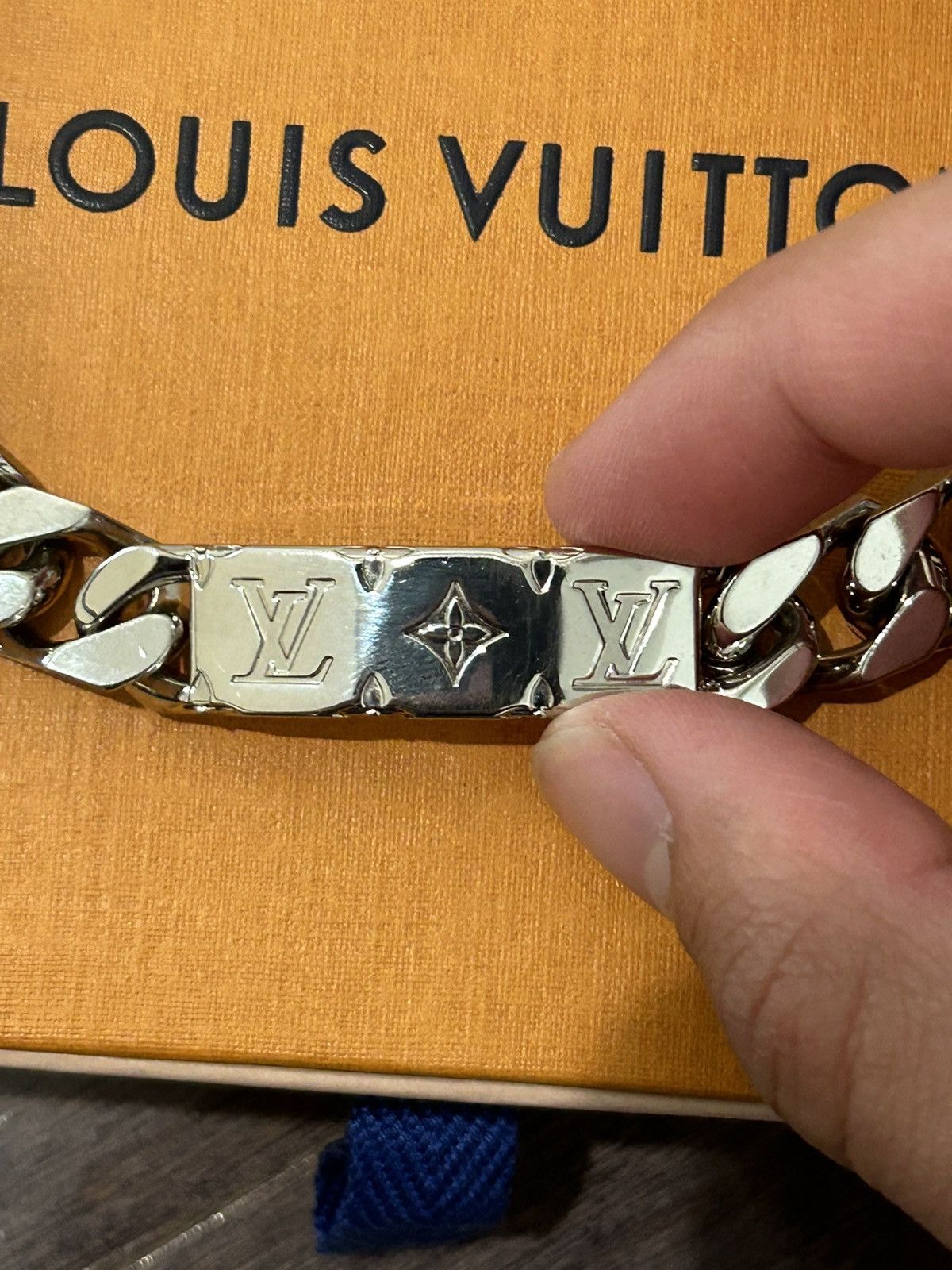 Louis Vuitton Louis Vuitton monogram chain Cuban link bracelet silver Grailed