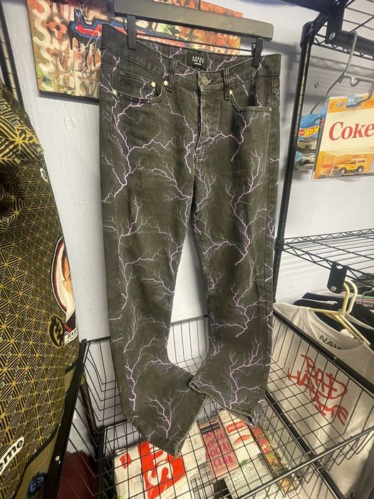 Vintage Custom Lightning Bolt Denim Jeans 30x30 | Grailed