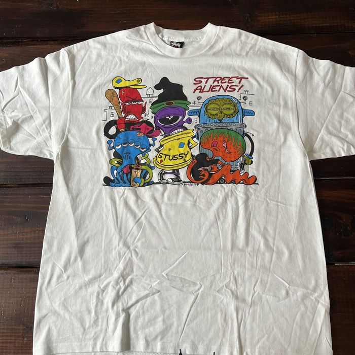 Stussy Vintage Stussy X P. Bagge Street Aliens Tee Shirt | Grailed