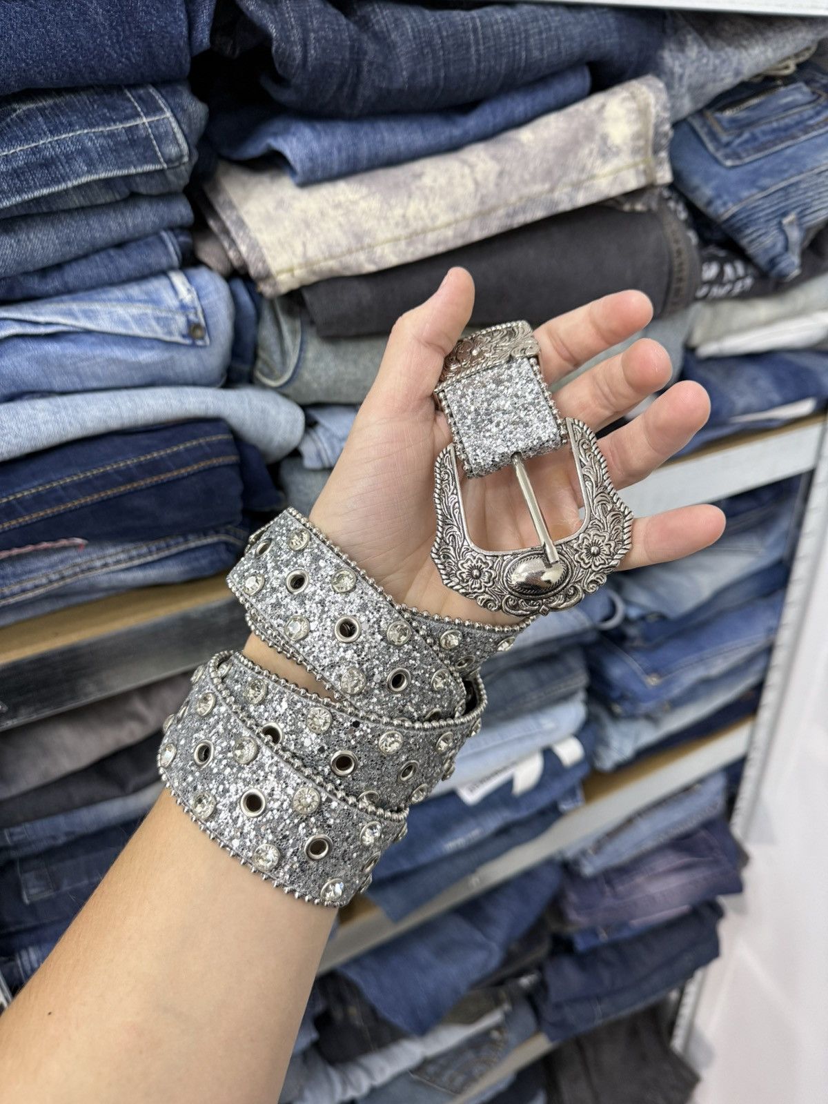 Hysteric Glamour Vintage rhinestones opium LGB IFXN punk opium belt ...