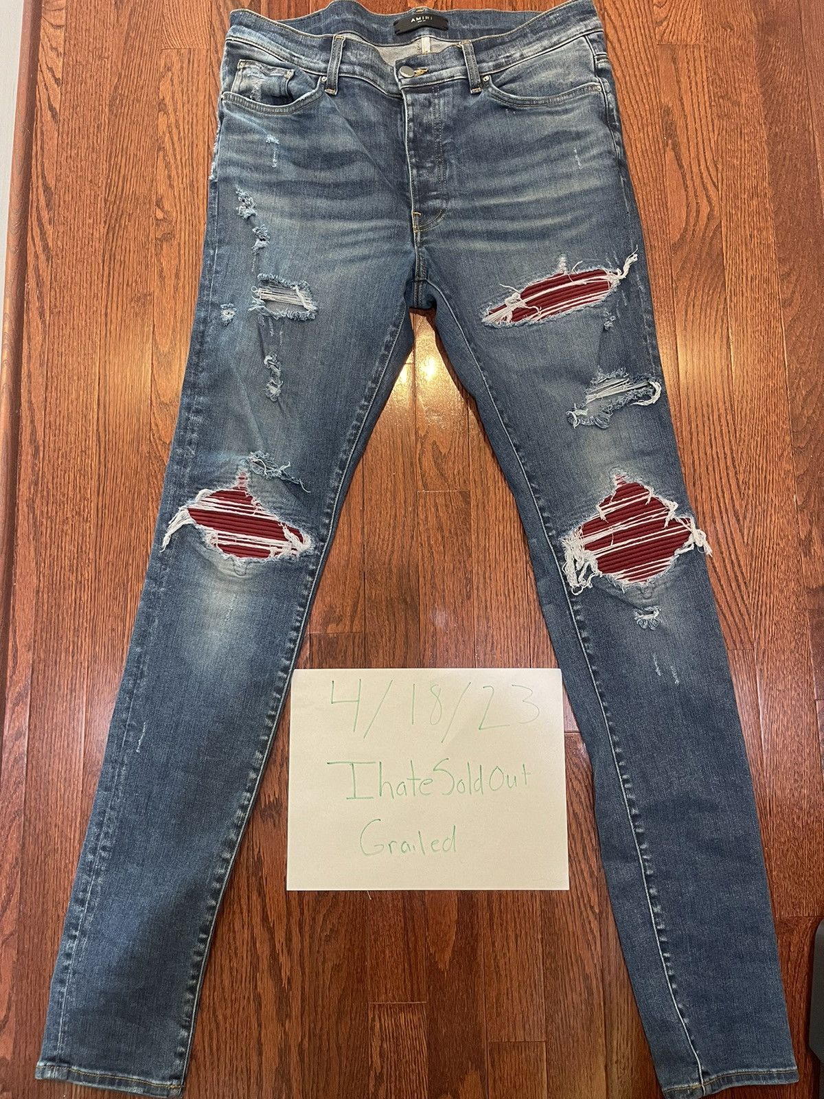 Amiri Amiri Mx1 Dark Blue/Red Knee | Grailed