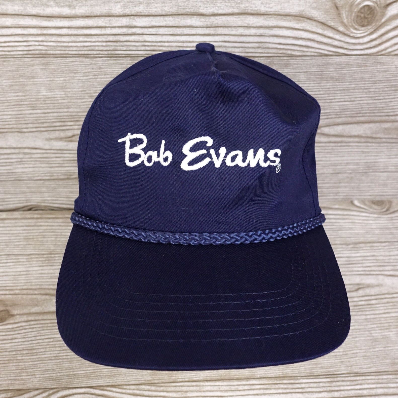 Vintage BOB EVANS DINER BLUE ADJUSTABLE ROPE BRAID SNAPBACK BASEBALL ...