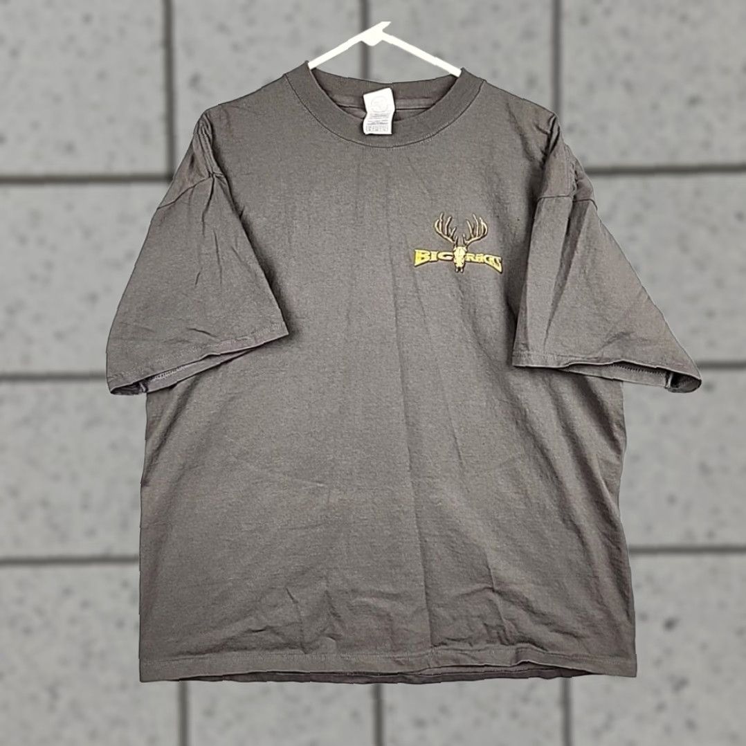 Delta Buck Wear Mens XL Gray Billiards Deer Skull Big Racks Pool Shirt ...