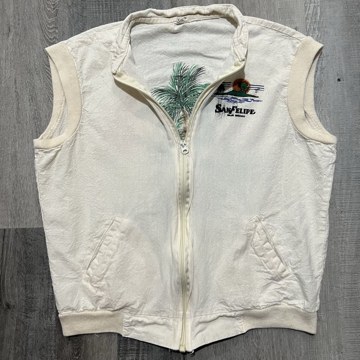 Vintage VTG San Felipe Baja Mexico 70s Palm Tree Beach Vest | Grailed