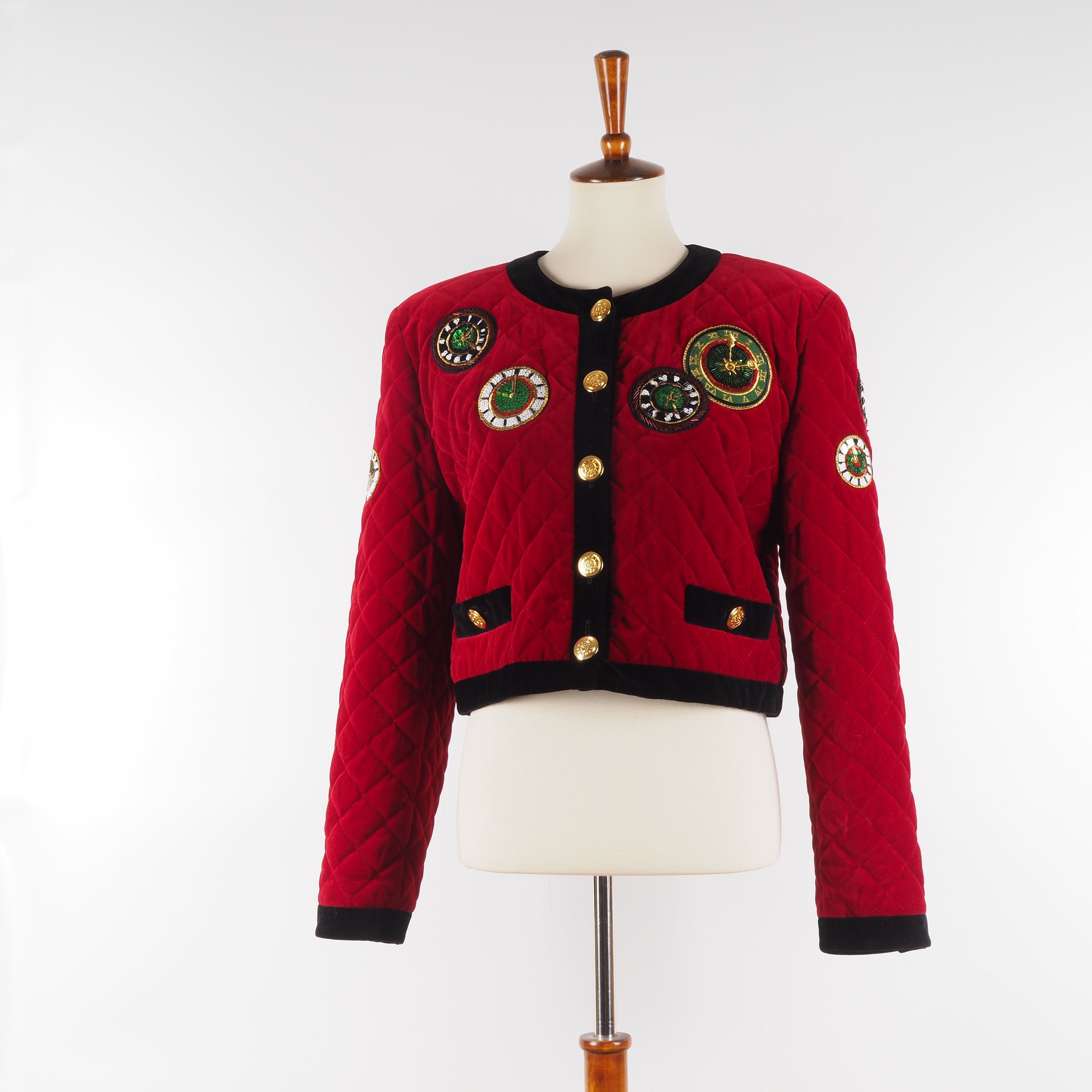 Escada × Vintage Escada by Margaretha Ley Vintage Clock Quilted Velvet ...