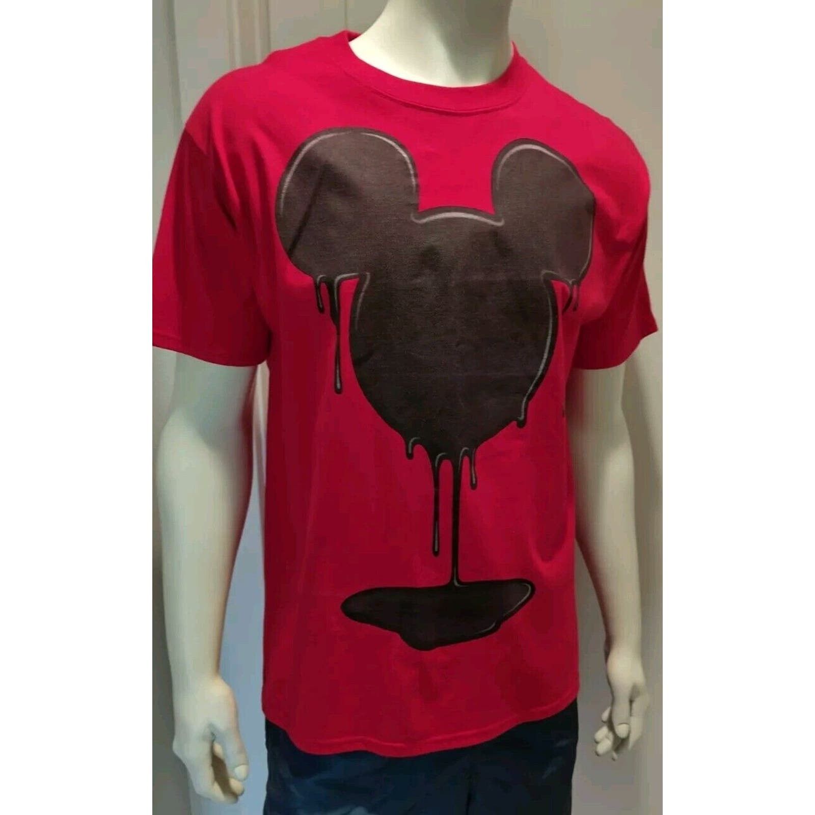 Disney Mickey Mouse Head Melting On A Red T-shirt Men's L | Grailed
