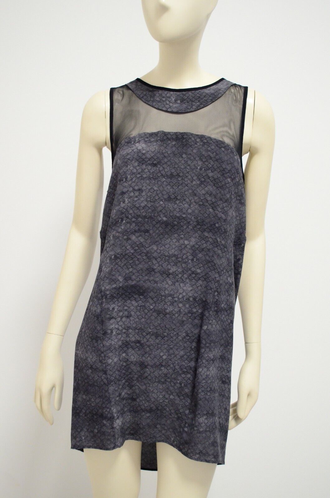 Allsaints ALLSAINTS Snake Dress Print Silk Mesh Zip Back Grey Black ...
