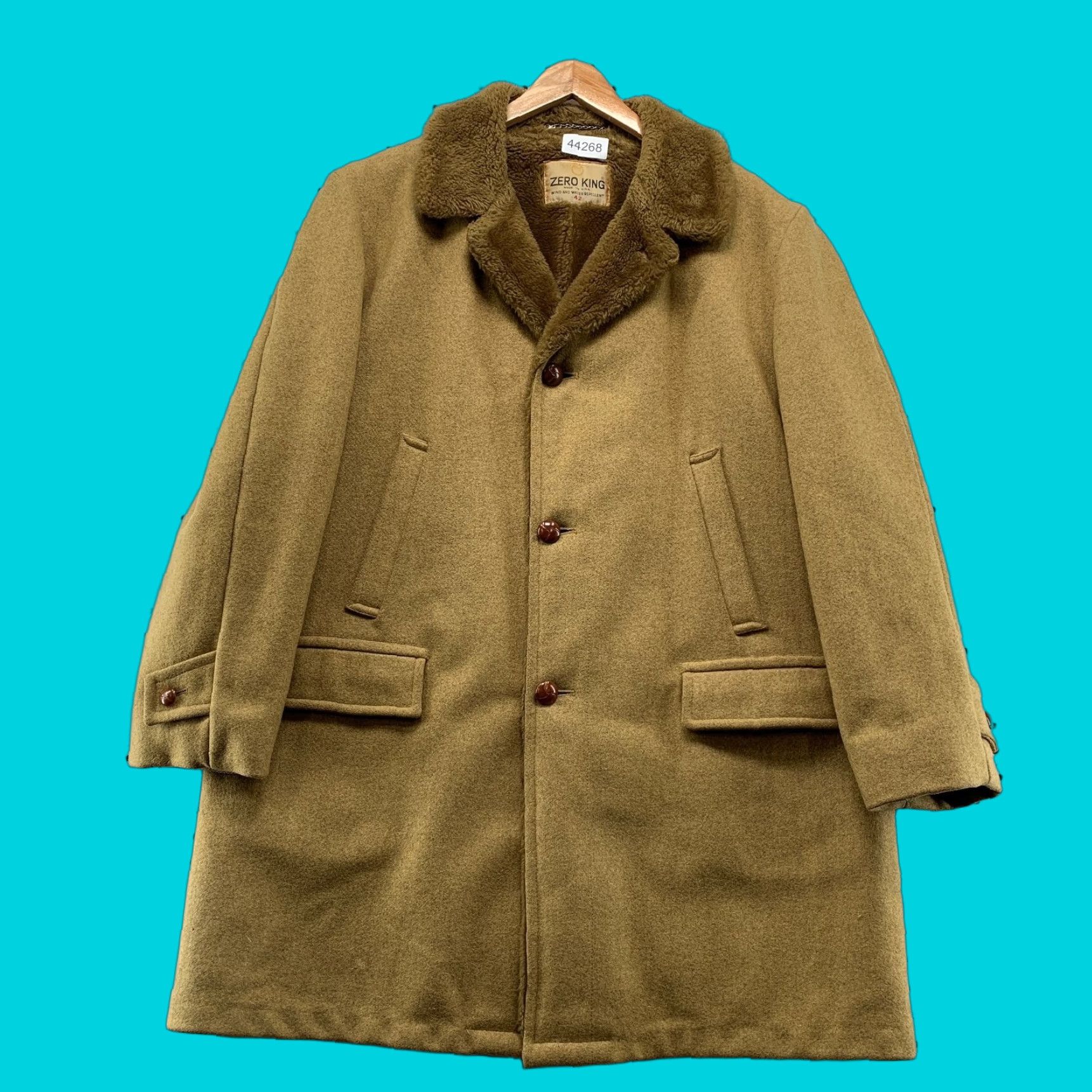 Marlboro VINTAGE Zero King Wool Coat Mens 42 Brown Wind Water Repellent ...