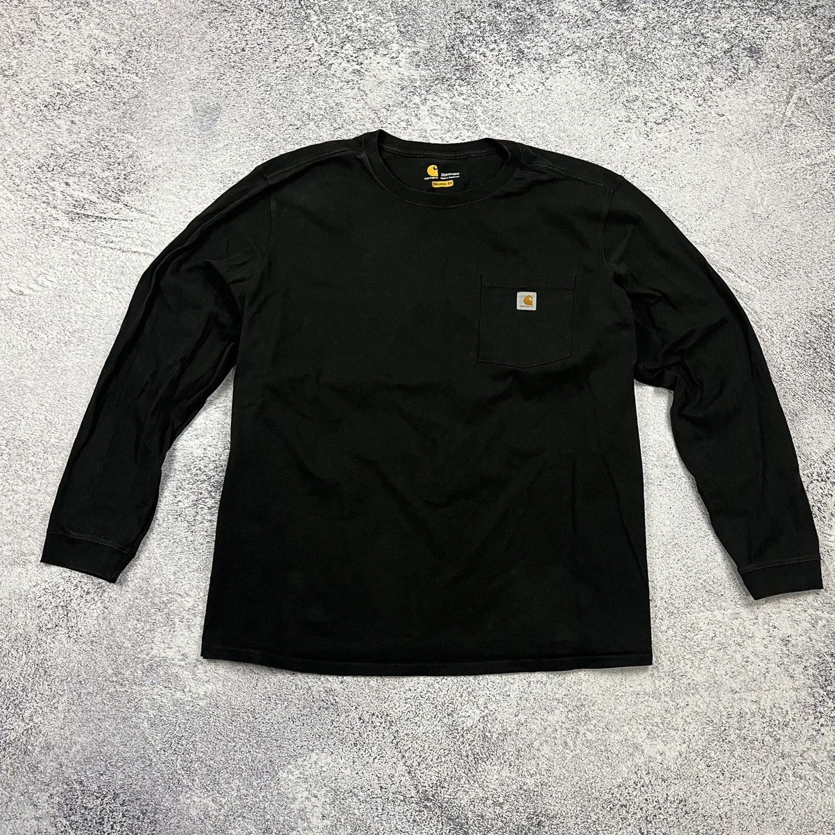Vintage Carhartt Long Sleeve Pocket Bagyfit Big Central Logo Black ...