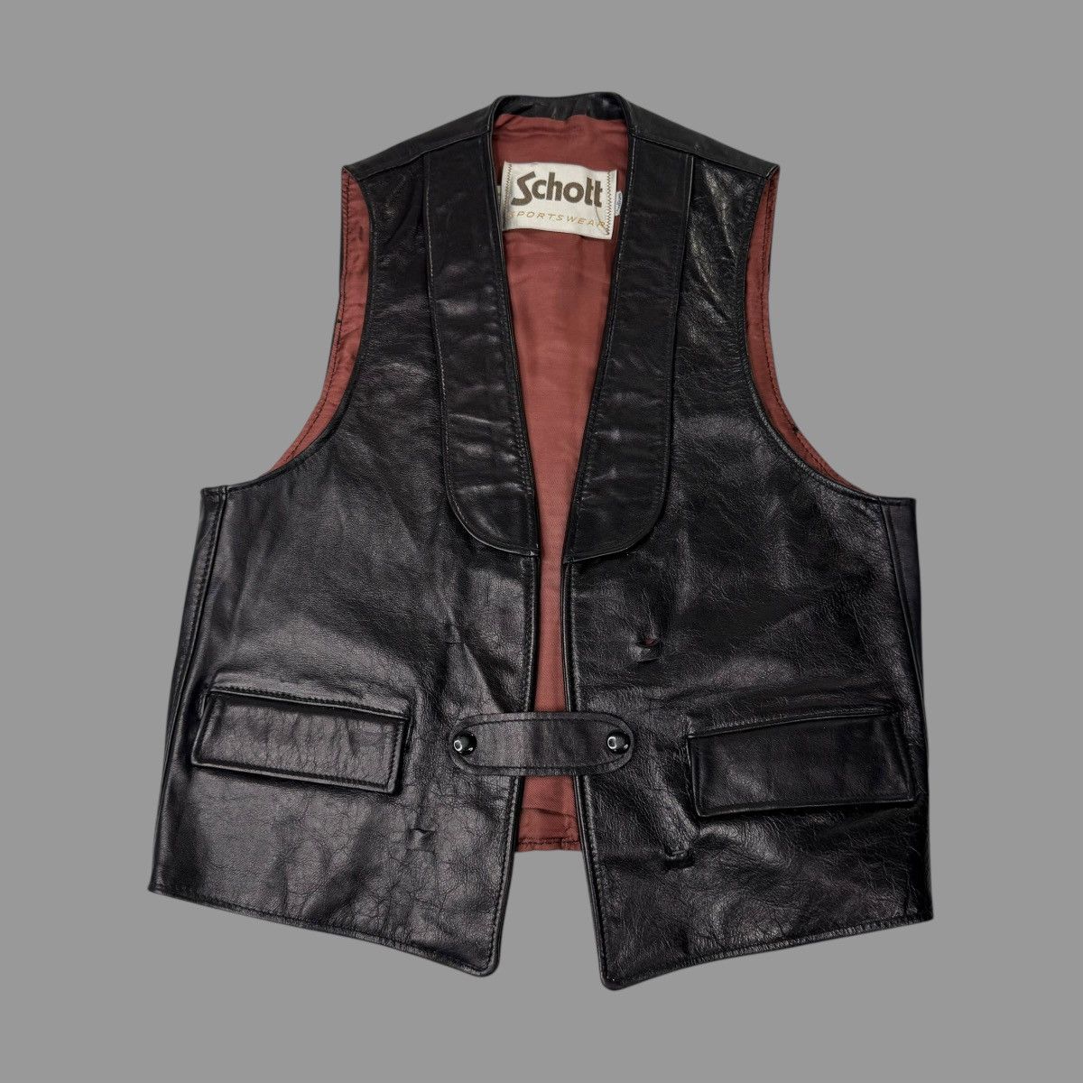 Schott × Vintage Vintage Schott leather motorcycle vest | Grailed