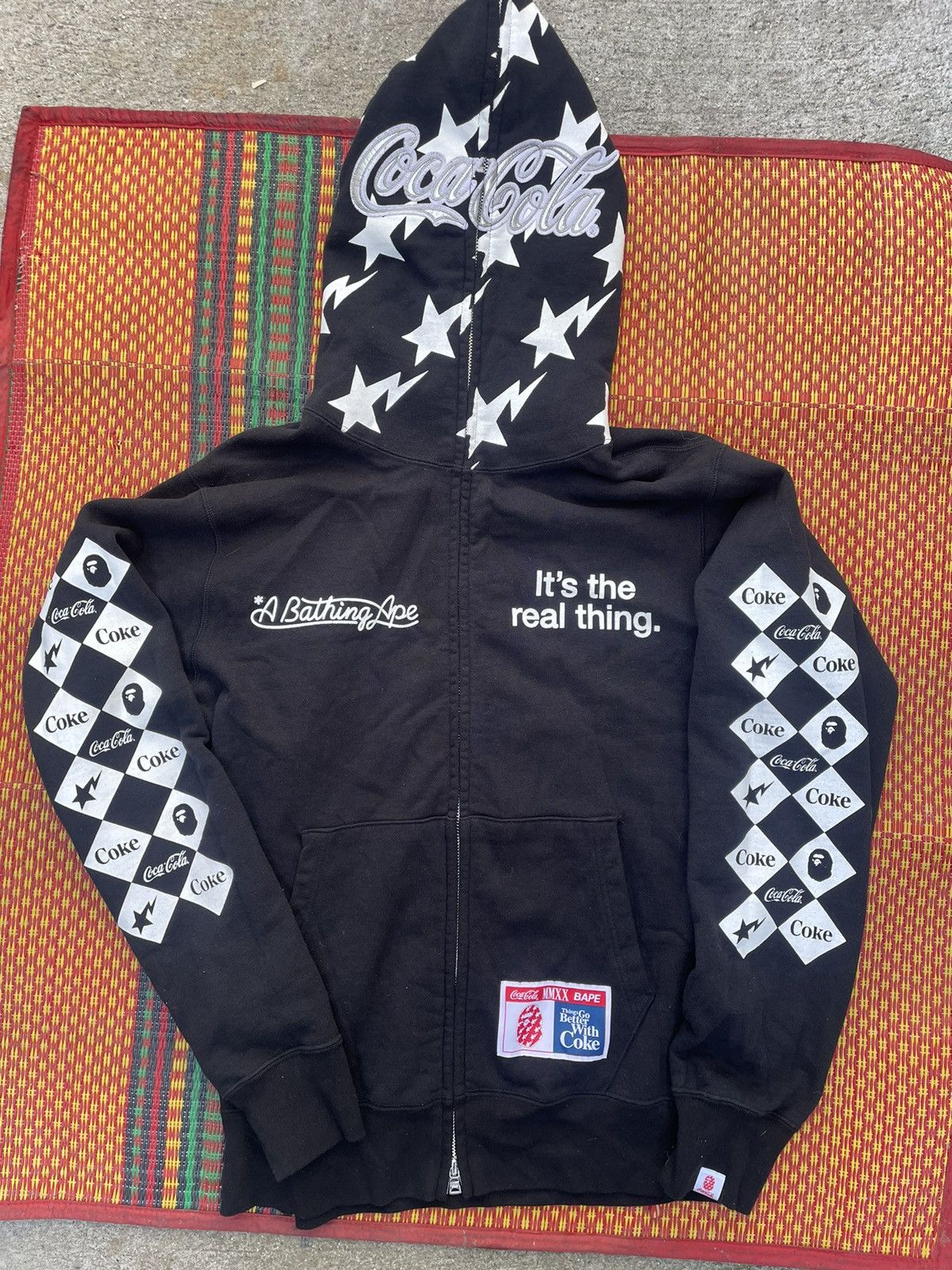 Bape Bape x Coca Cola Full Zip Hoodie Black Mens size L | Grailed