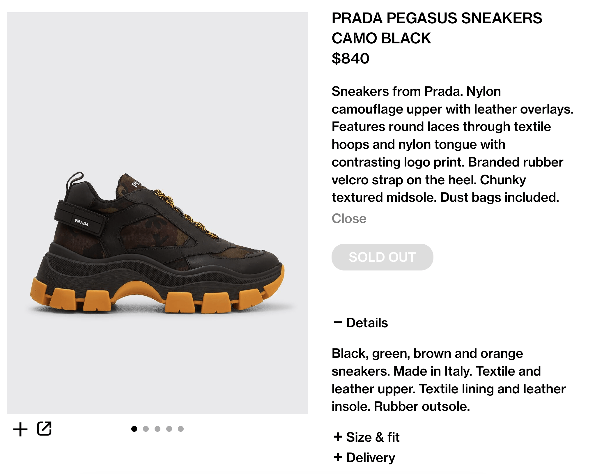 Prada PRADA PEGASUS SNEAKERS CAMO BLACK | Grailed