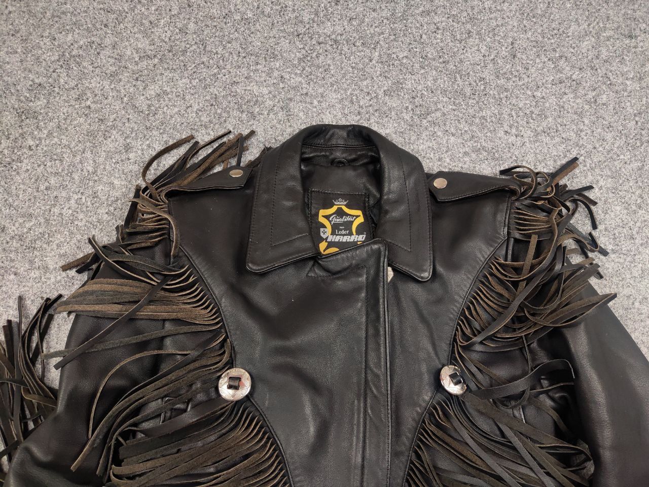 Vintage Vintage 90's Harro Western leder leather Black Biker Jacket ...