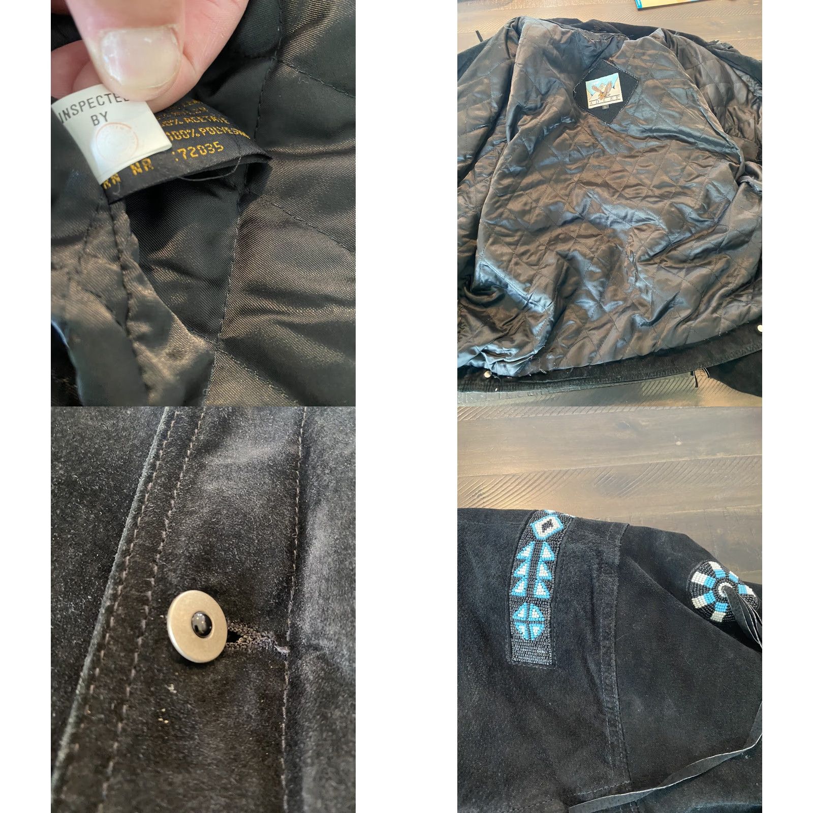 Vintage VINTAGE Adler Leather Biker Jacket Mens Large Black Suede Aztec ...