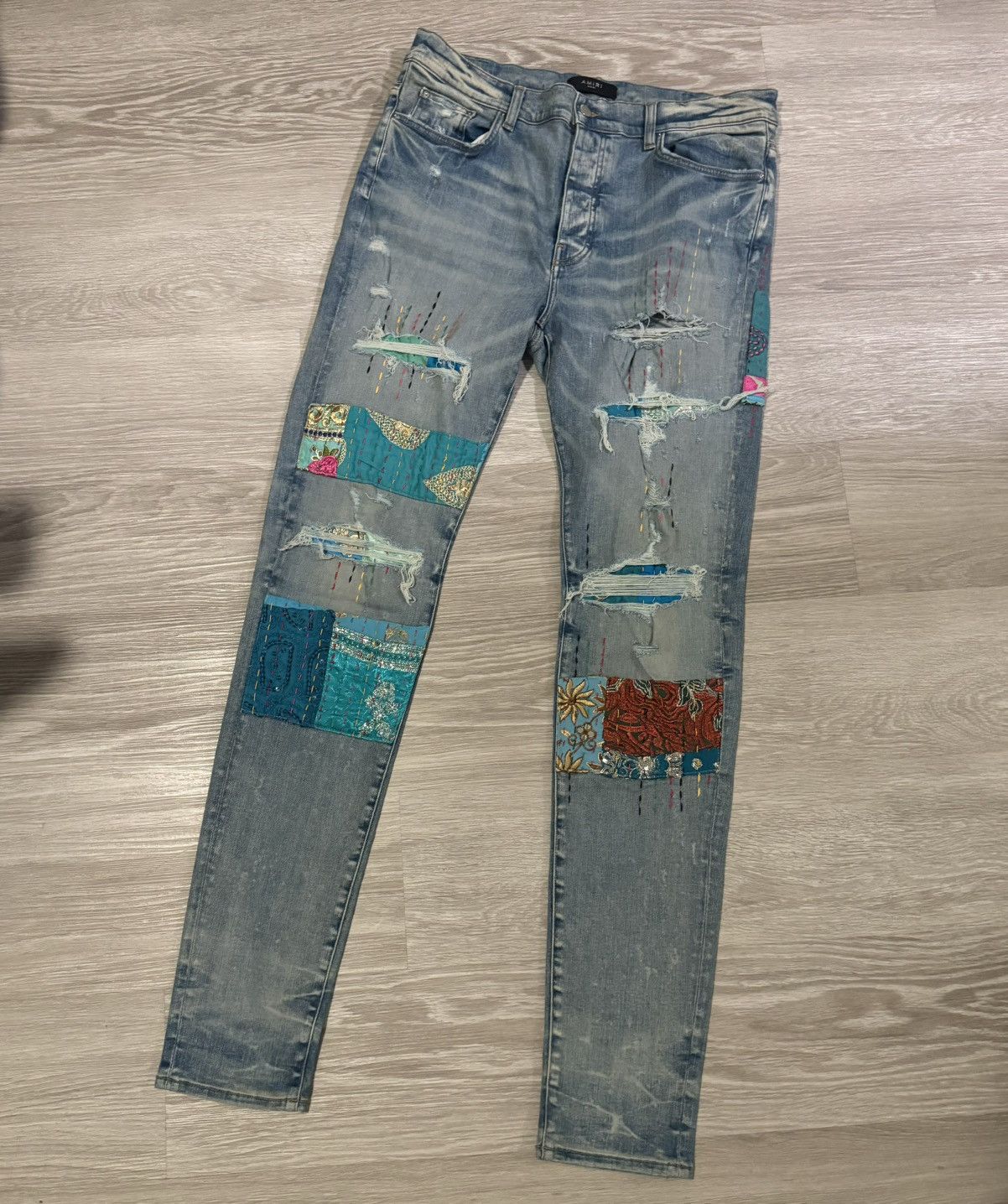 Amiri AMIRI Quilted Patches Jeans Blue | Grailed