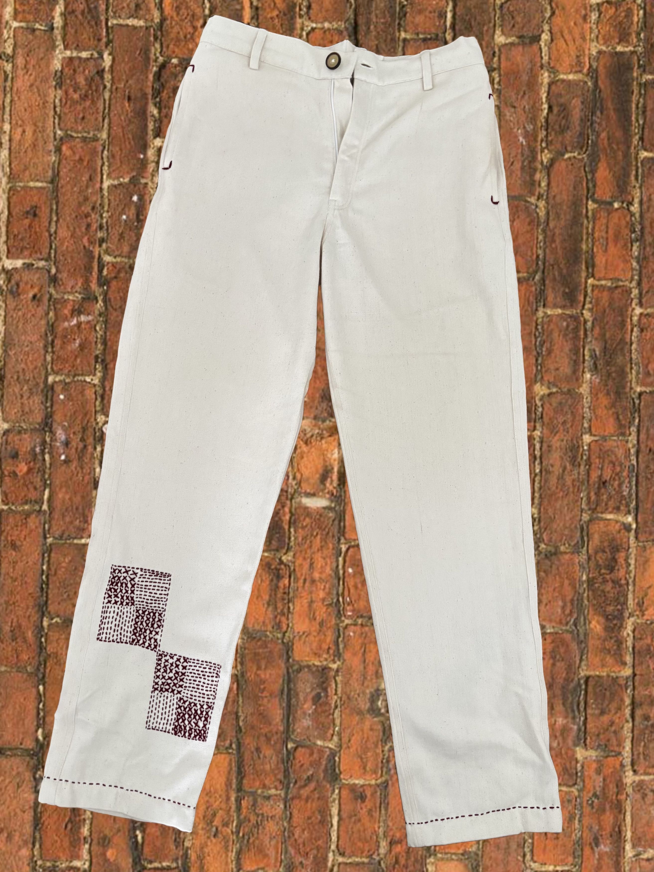 HARAGO Harago Embroidered Cotton Trousers | Grailed