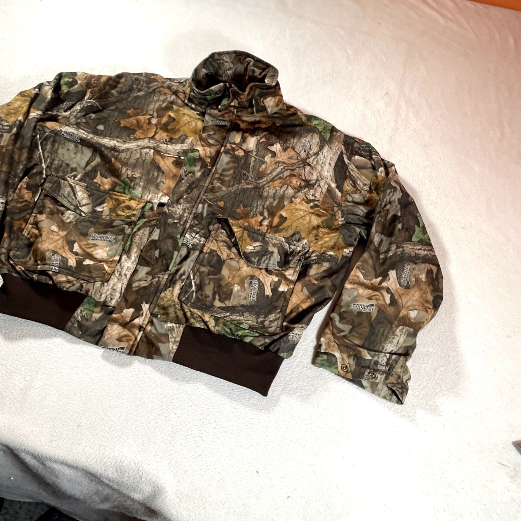 Vintage Extra Large Brown Mens Lined Camouflage Mock Neck Coat Camo ...