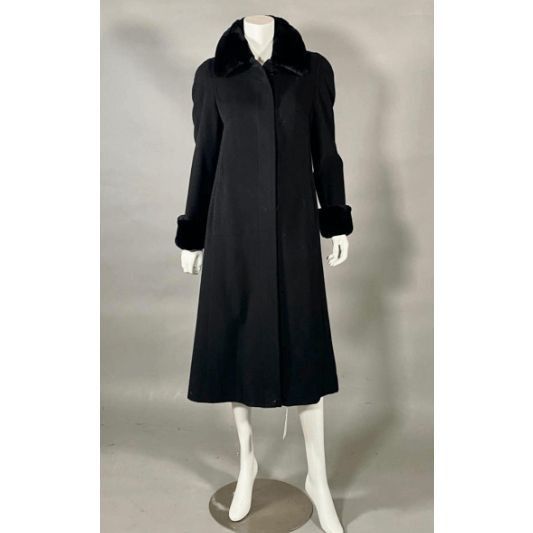 Calvin Klein Calvin Klein Wool Trench Coat with Faux Beaver Fur Sleeves ...