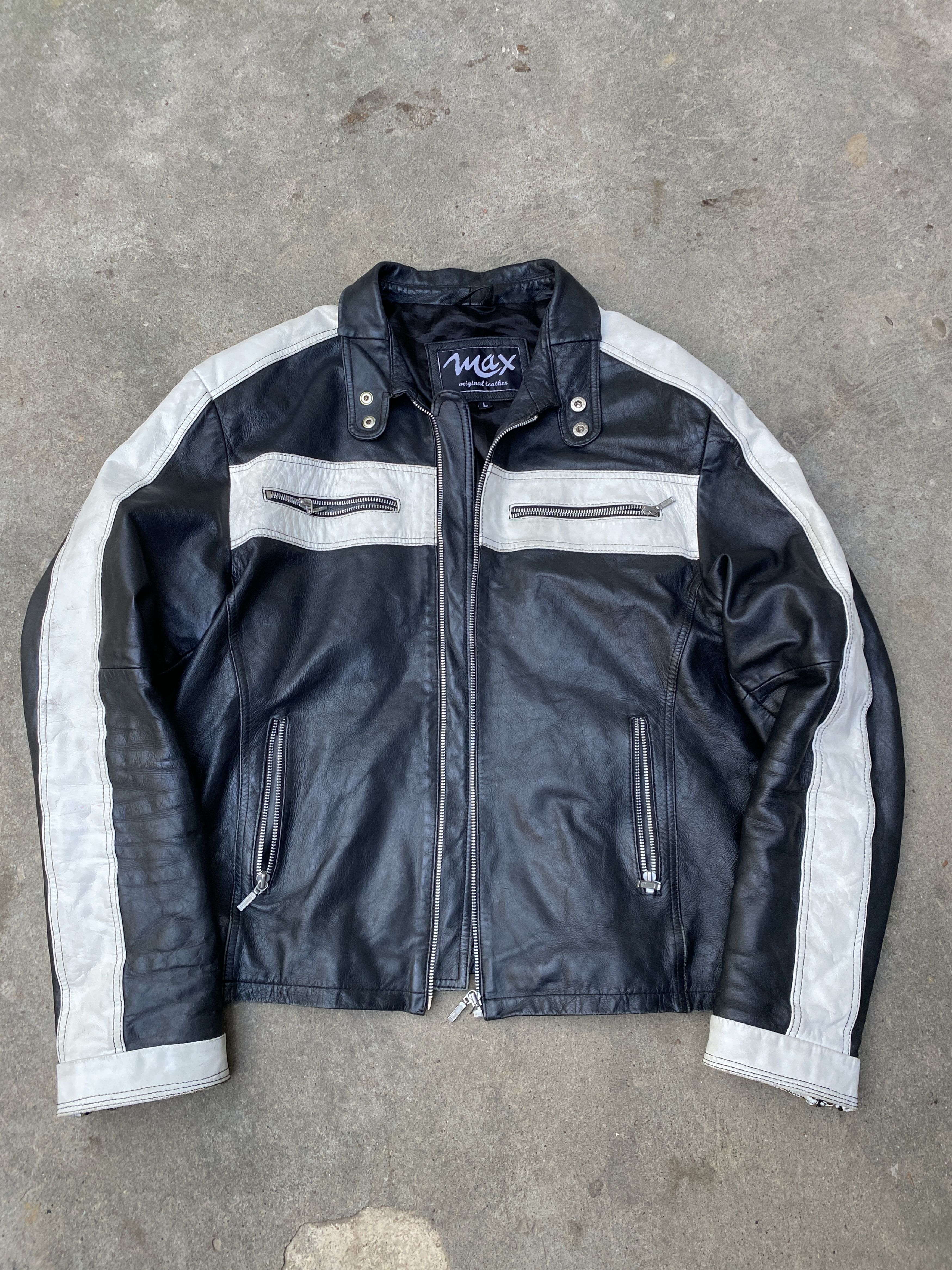 Leather Jacket × Racing × Vintage Vintage Leather Racing Jacket Black ...