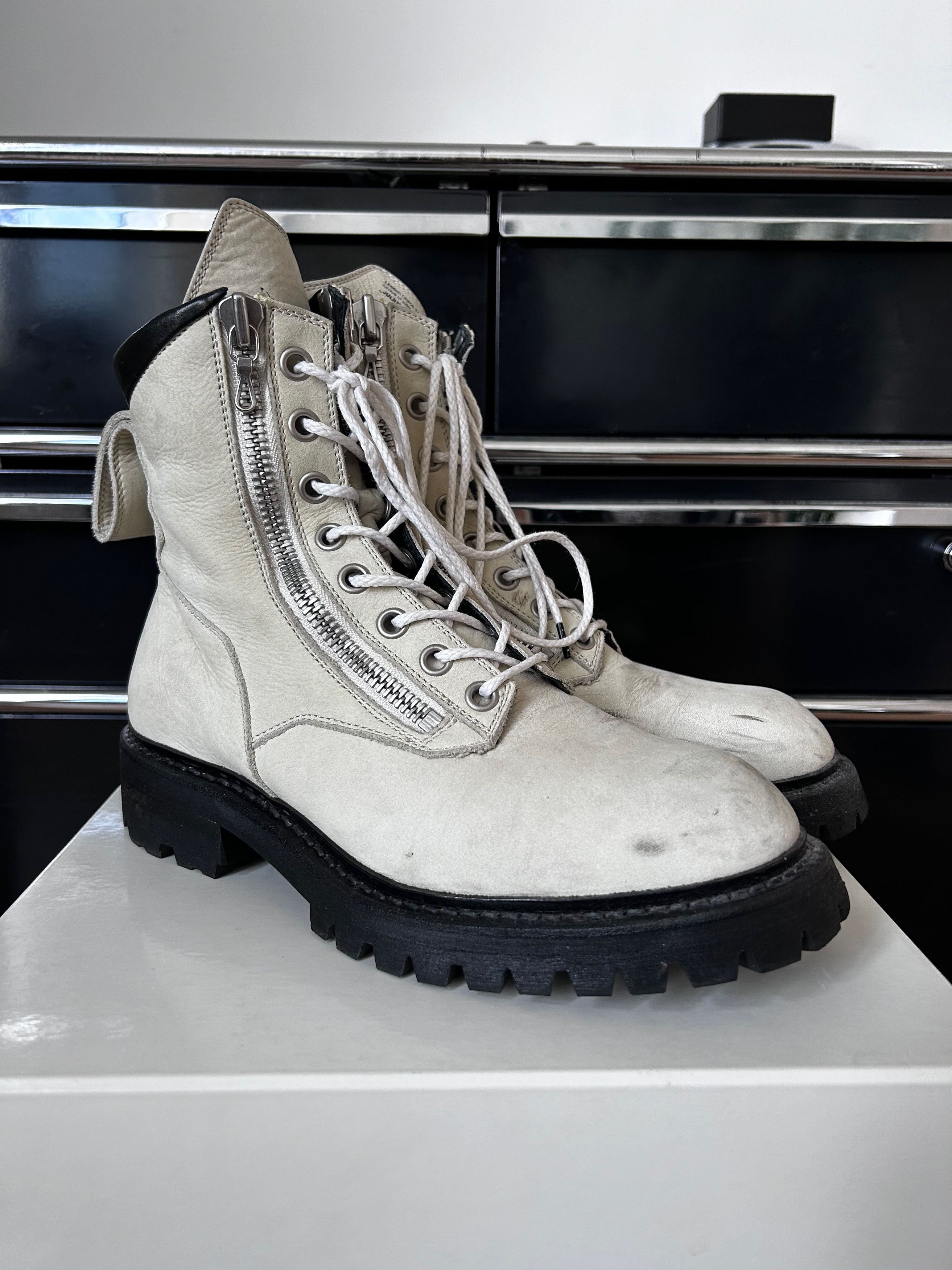 Julius SS19 Ivory Suede Combat Boots | Grailed