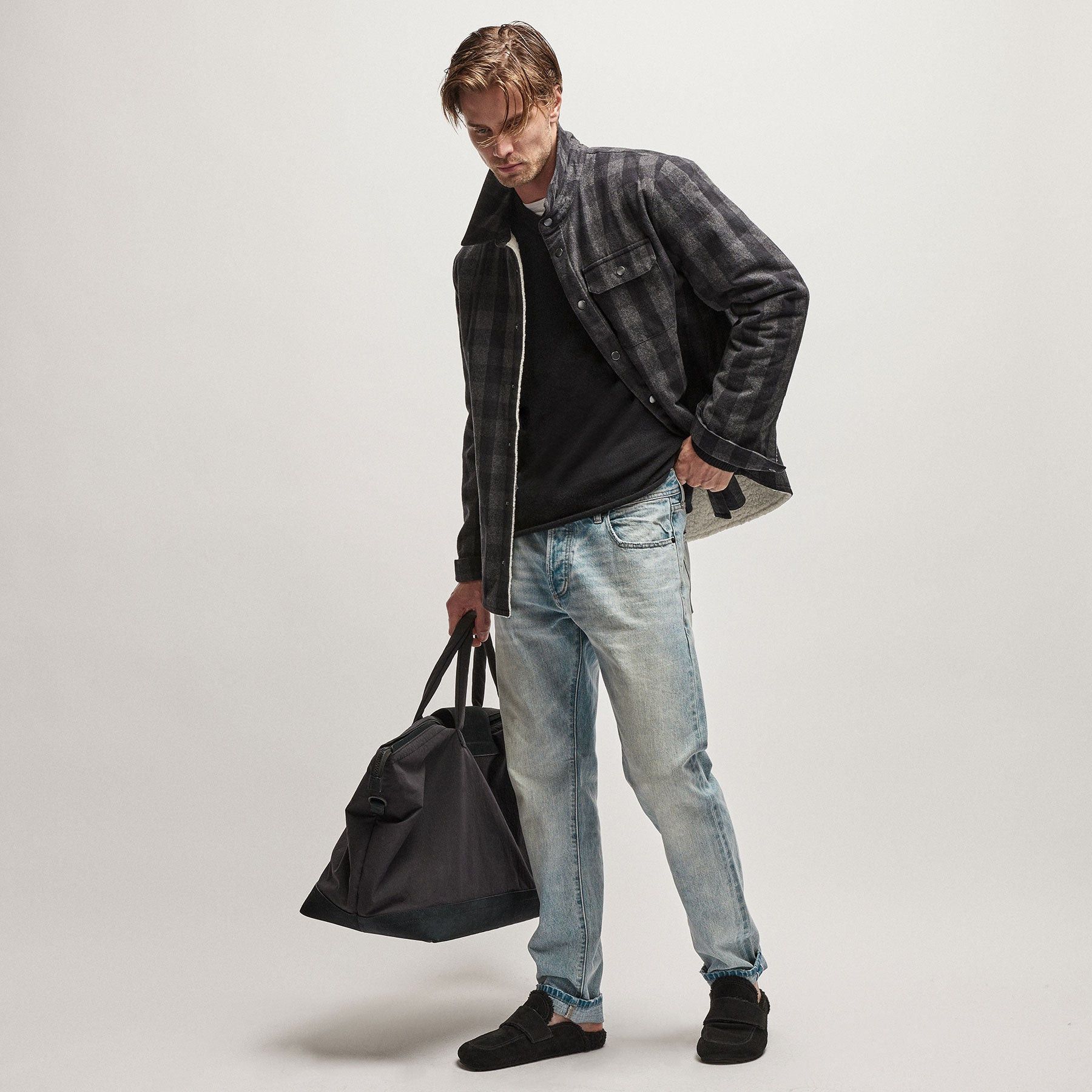 James Perse Sherpa Lined Plaid Jacket | Grailed