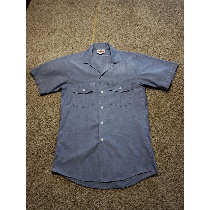 Dickies Vintage Dickies Chambray Work Shirt Small Mens Blue Short Sleeve Usa Made Grailed