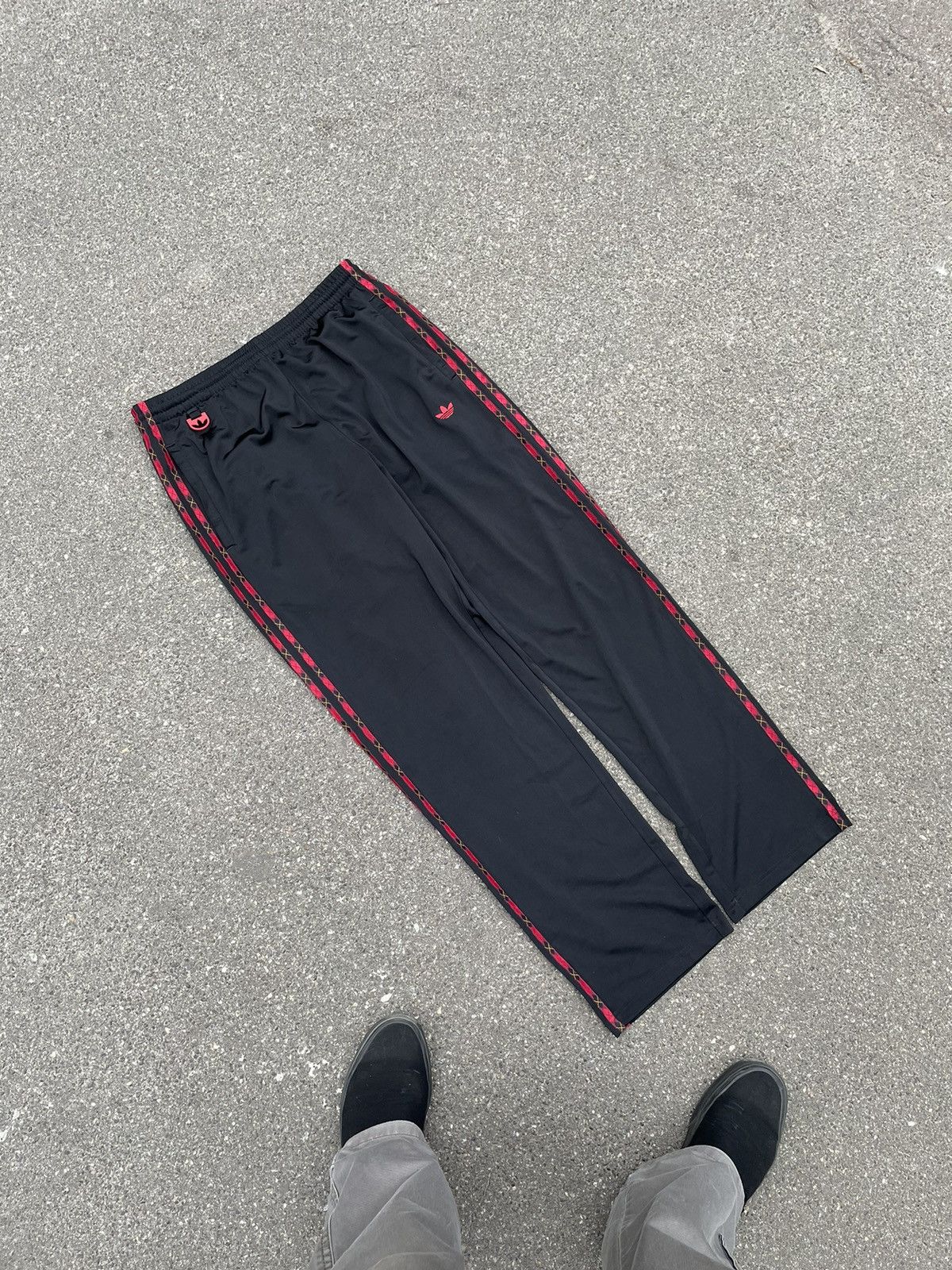 Adidas × Streetwear × Vintage Adids Sample Rare Black Red Straps Pants ...