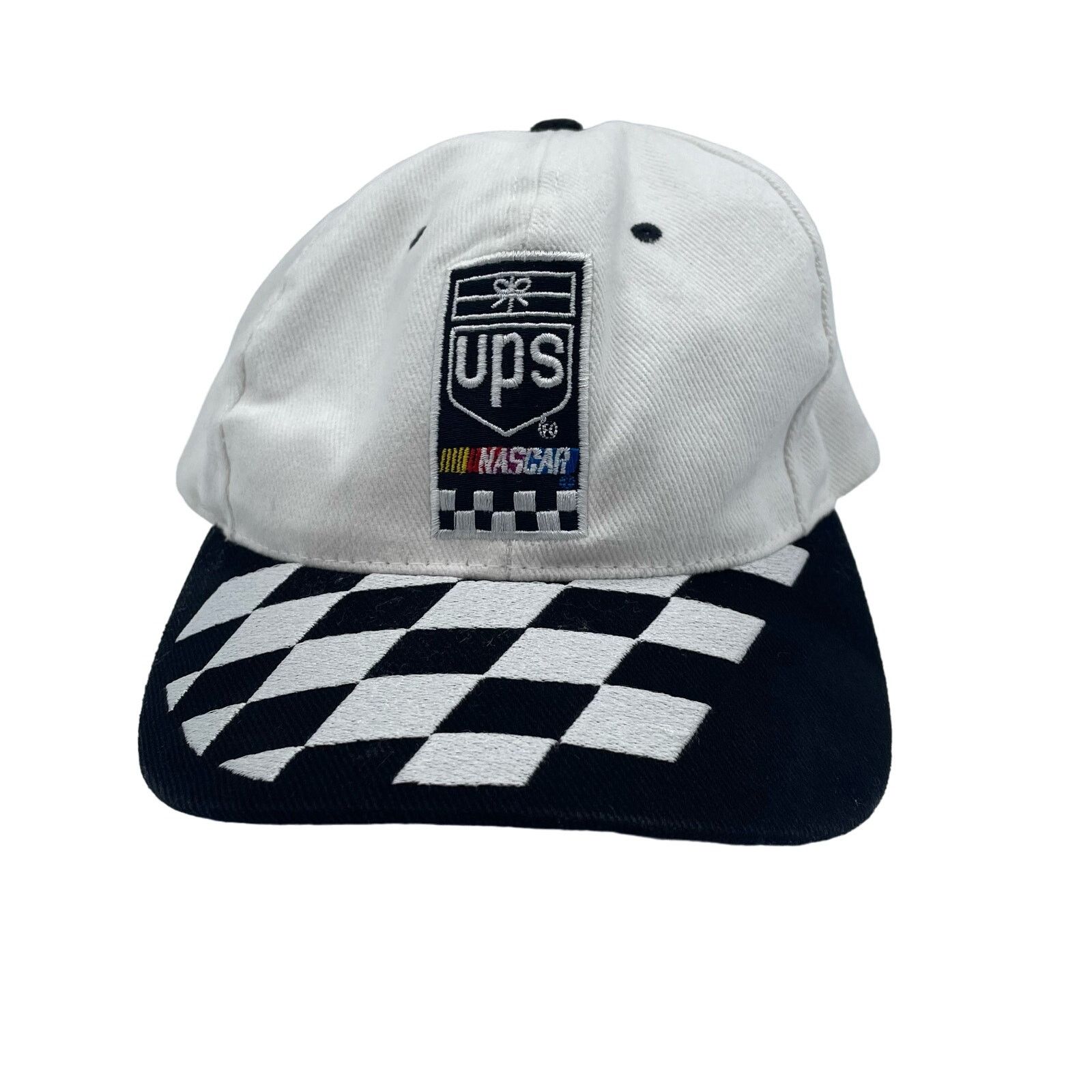 NASCAR NASCAR UPS Hat Cap Black White Checker Adjustable Vintage | Grailed