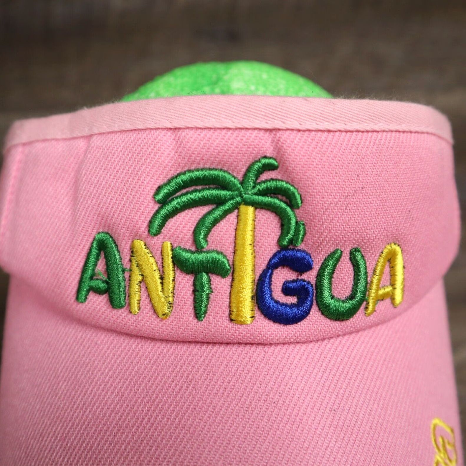 Vintage Pink Palm Tree Embellished Tropical Visor for Tennis and Sports ...