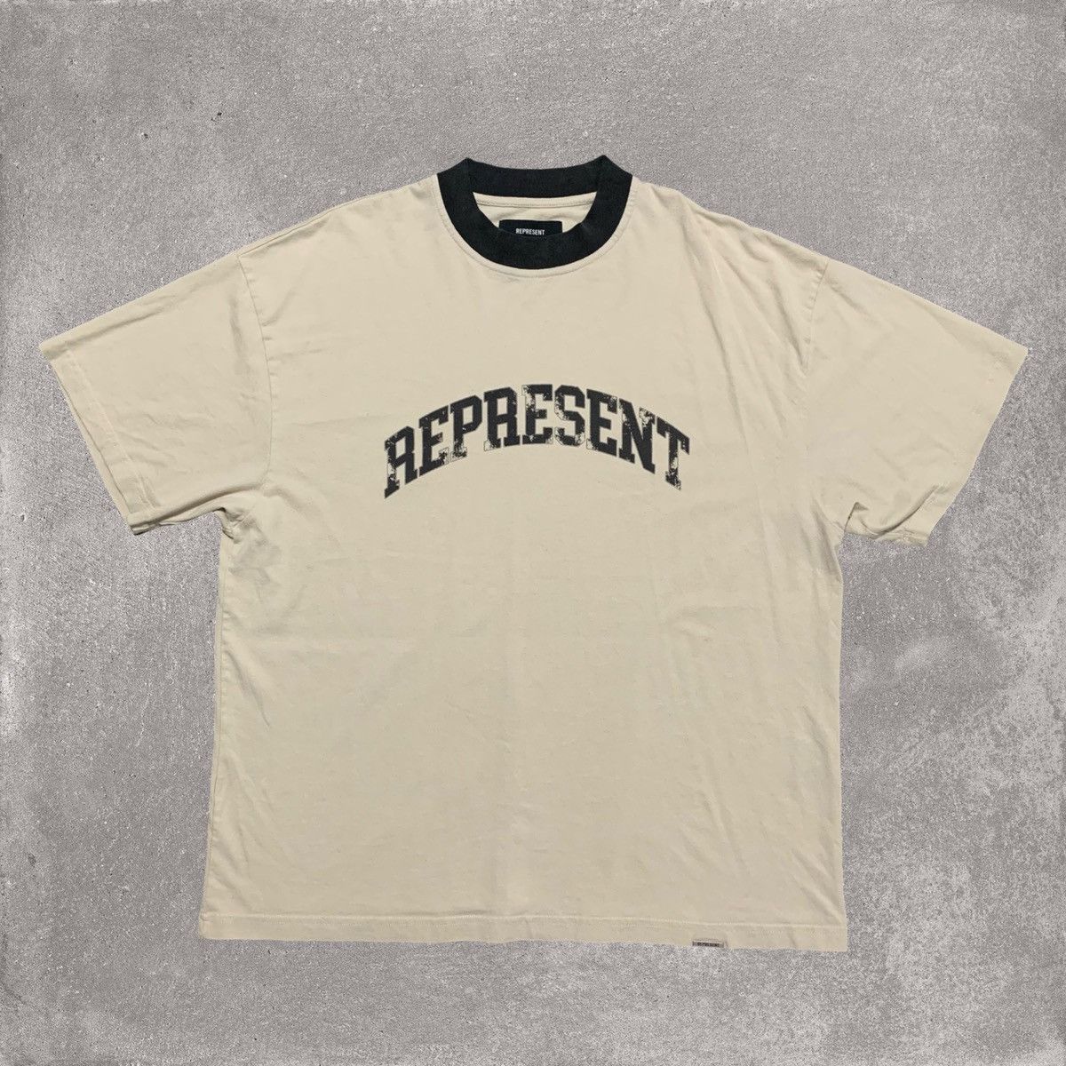 Represent Clo. Represent Large Arched Logo Vintage White Tee | Grailed