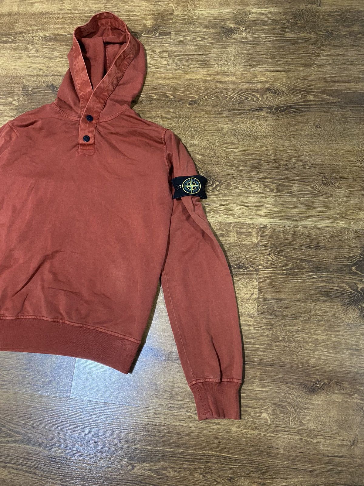 Stone Island RARE Vintage Archival Stone Island orange Hoodie Button ...