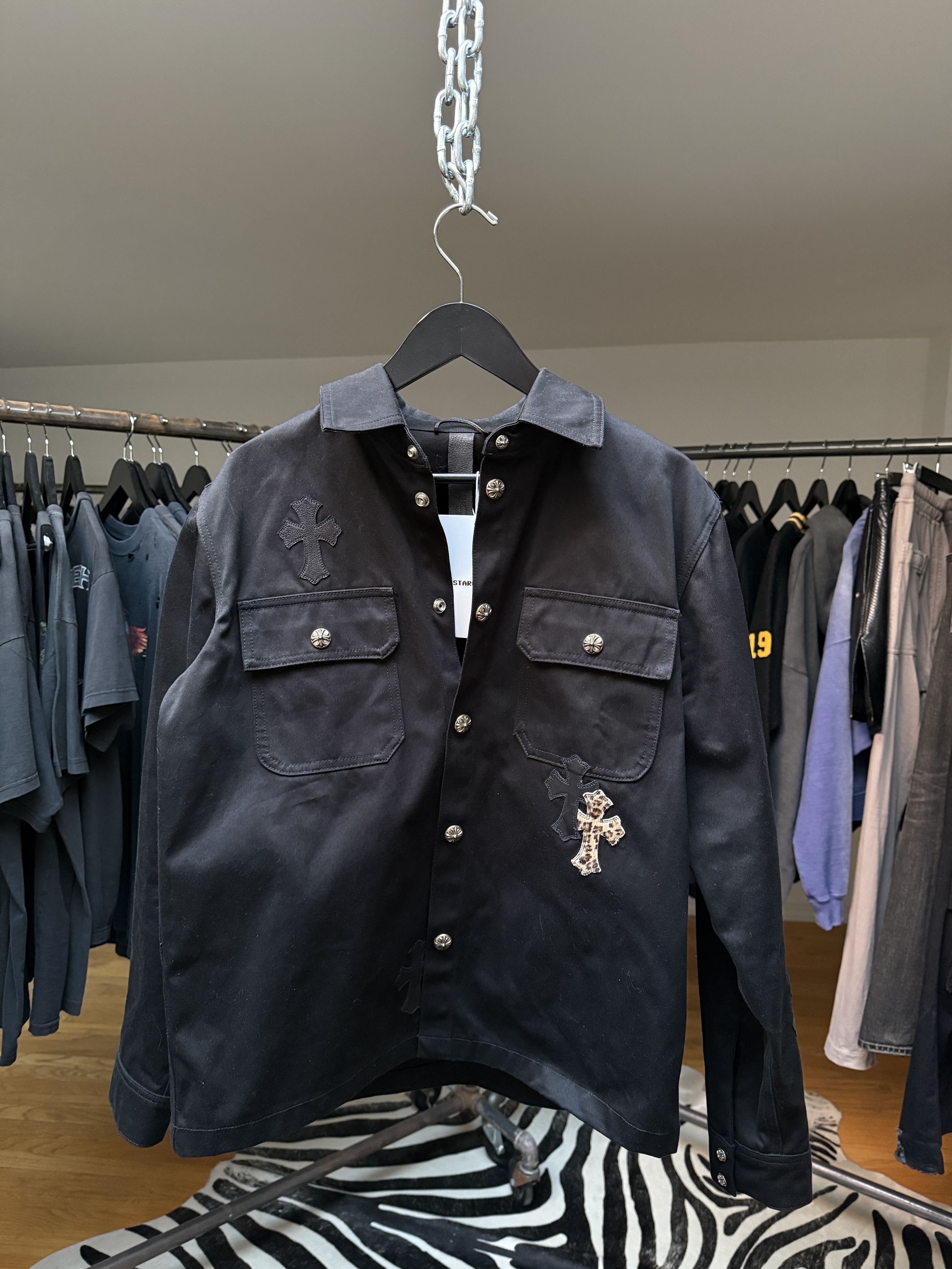 Chrome Hearts Chrome Hearts Cross Patch Black Workdog Jacket Medium | Grailed
