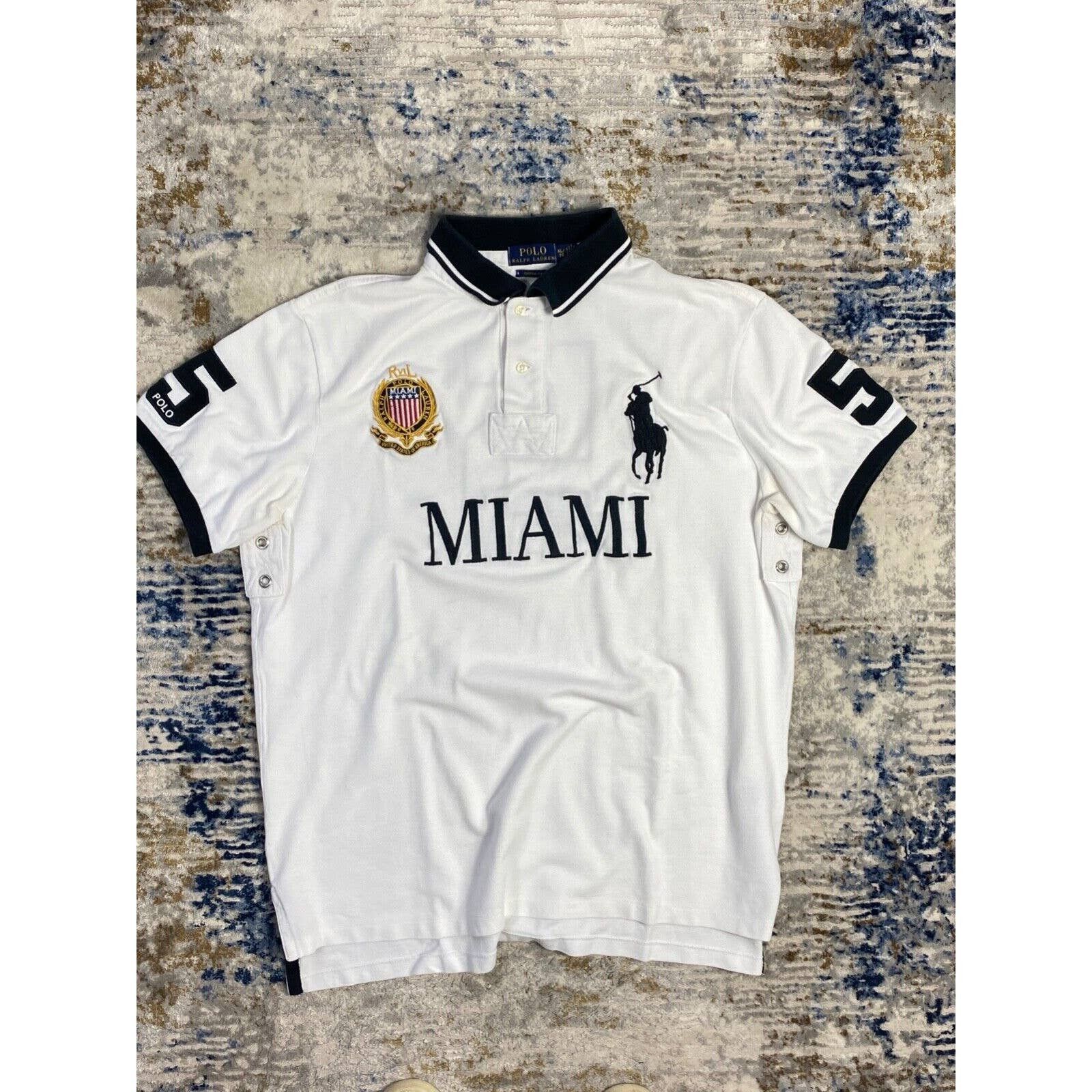 Ralph Lauren RALPH LAUREN USA MIAMI white polo t shirt Y2K STYLE | Grailed
