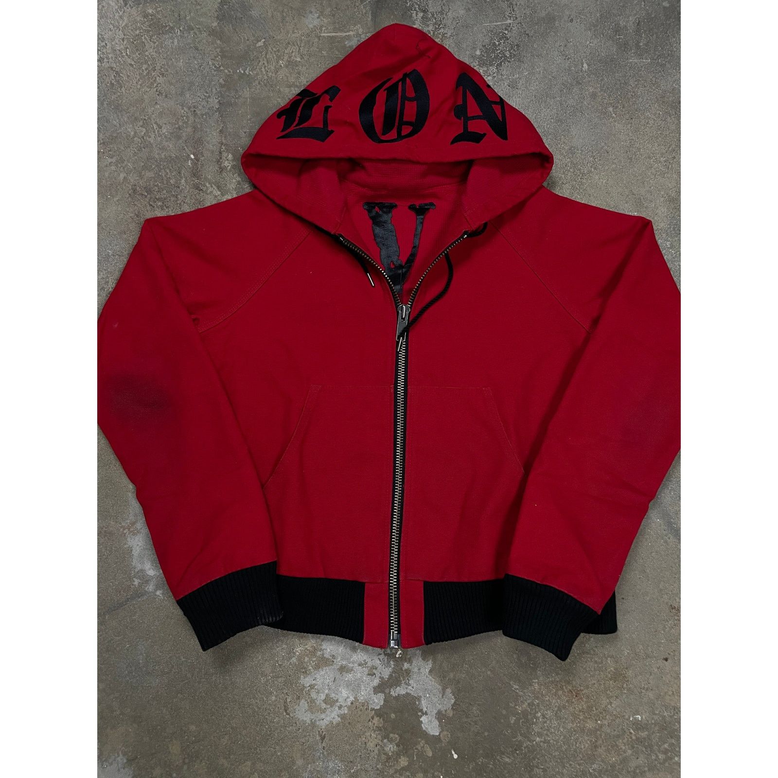 Vlone VLONE Work Jacket Black Red Used XS | Grailed