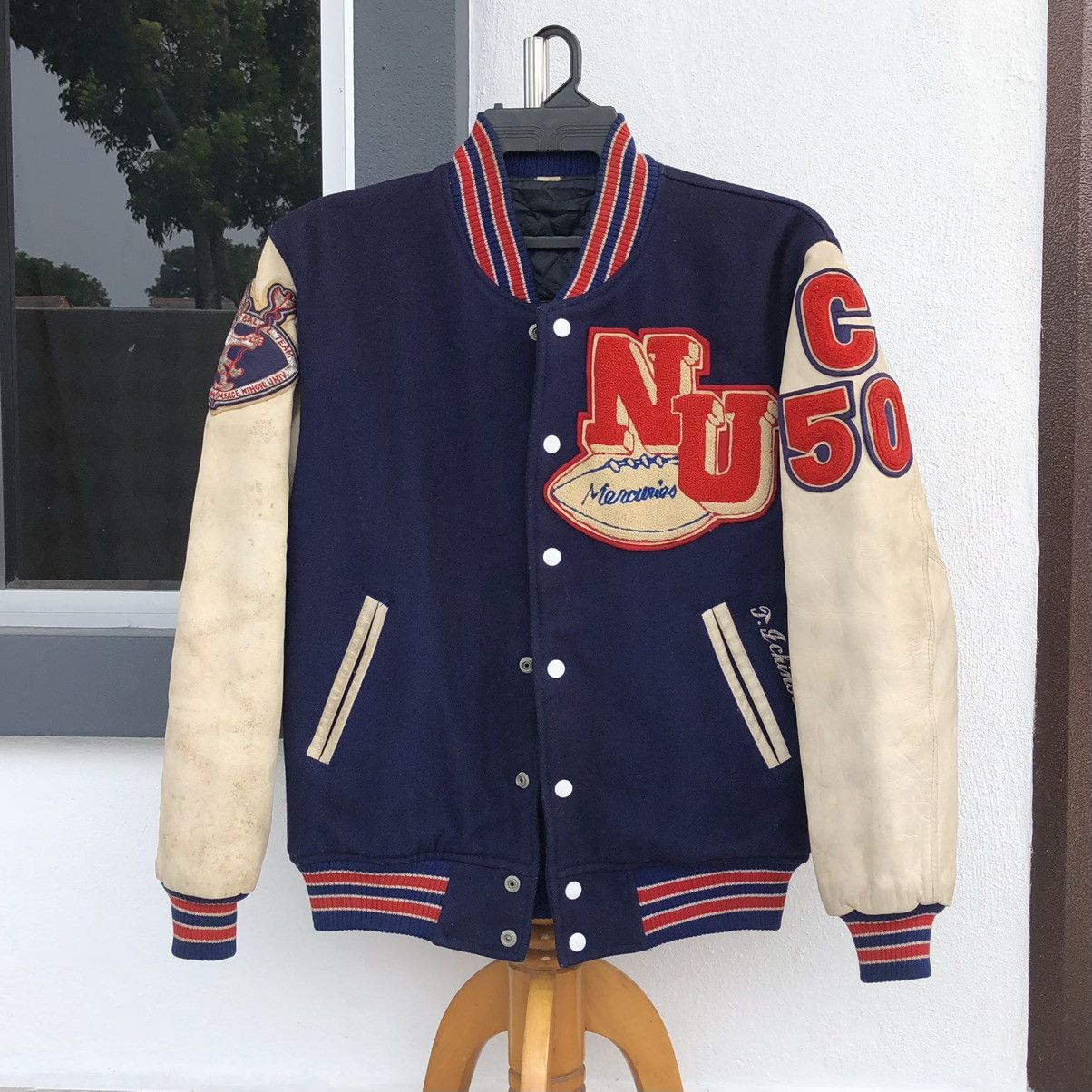 Vintage Vintage NU Basketball Latterman Wool Leather Varsity Jacket ...