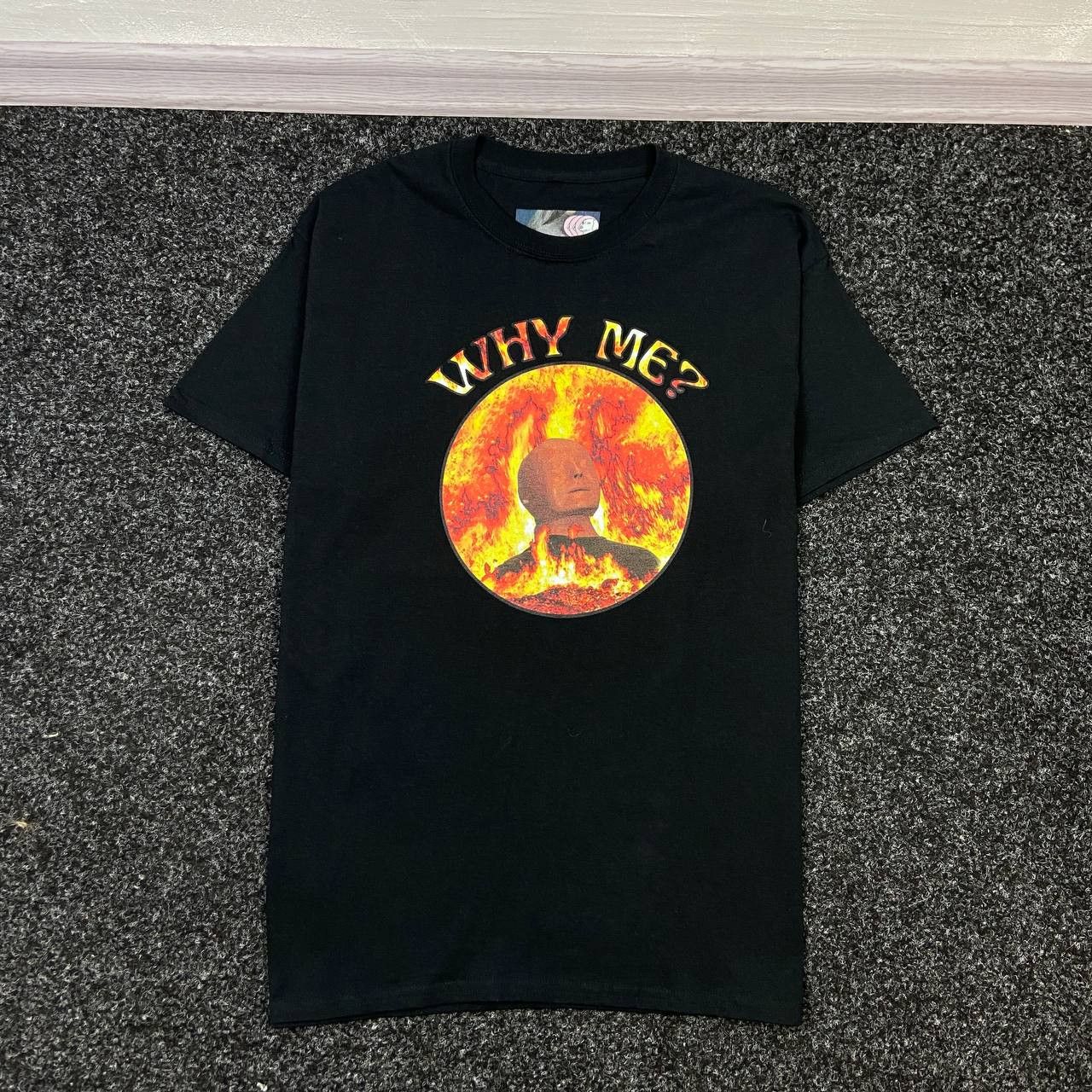 Humor × Streetwear × Tee Humor "Why Me?" Burning Head T-Shirt | Grailed